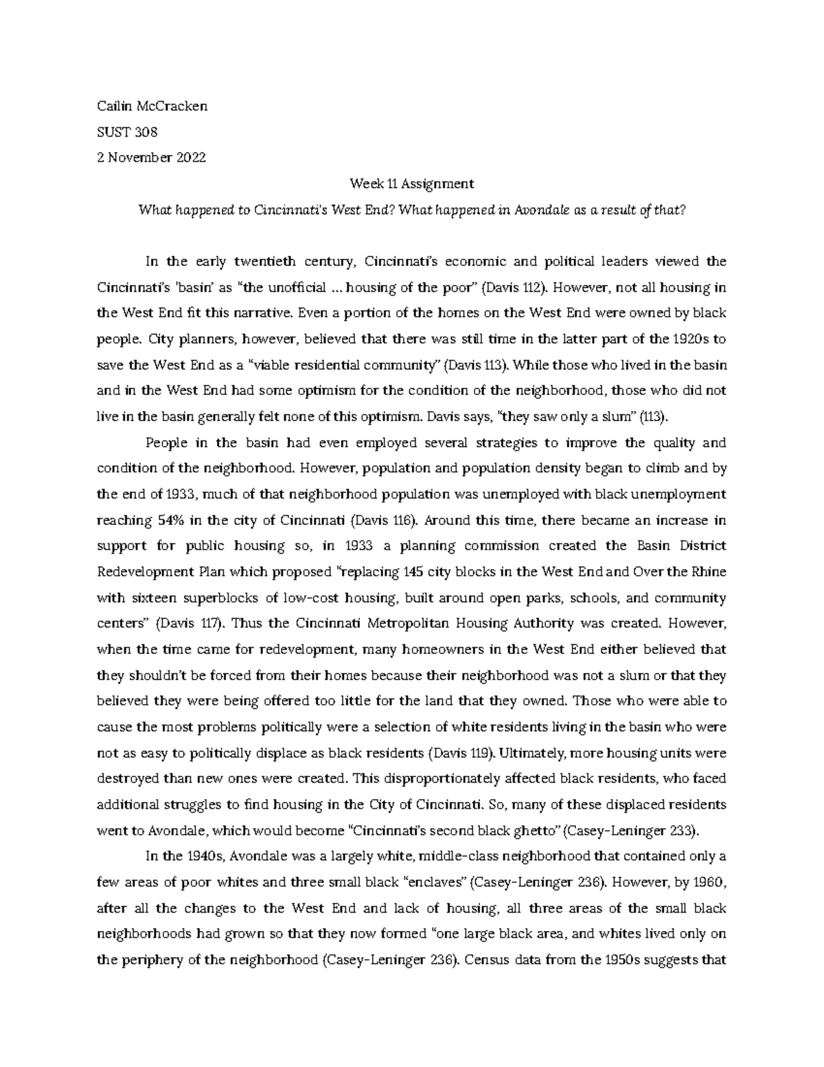 SUST 308 Week 11 Assignment - Cailin McCracken SUST 308 2 November 2022 ...