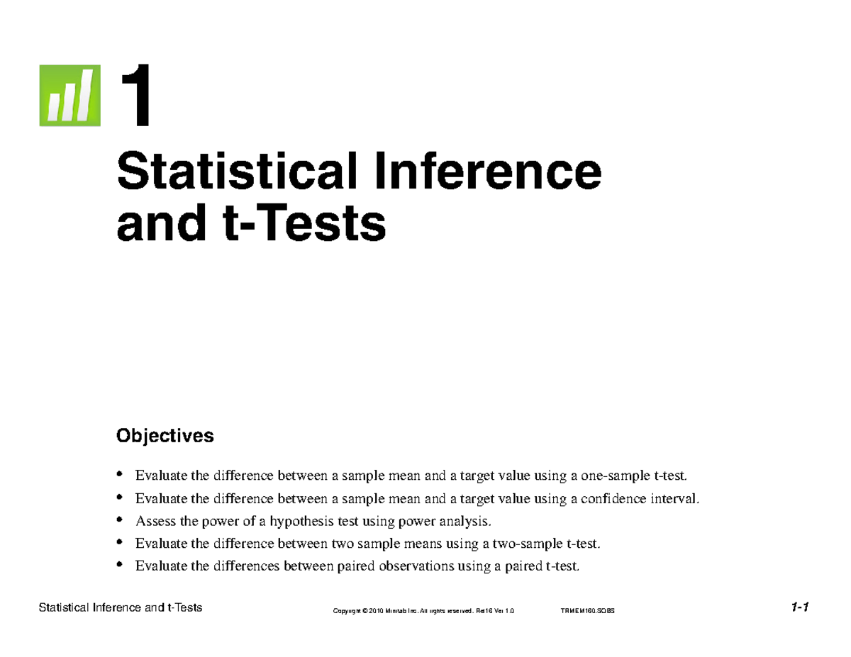 Statistical Inference tests - Statistical Inference and t-Tests ...
