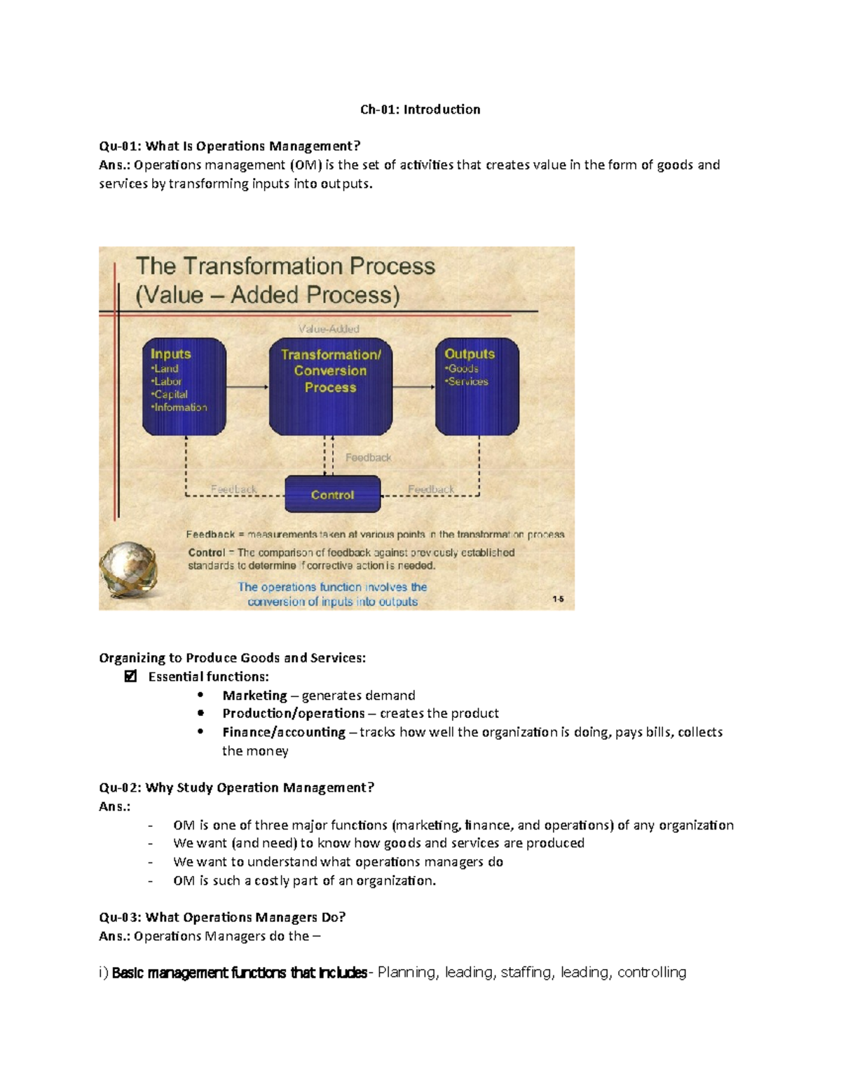 CH-01 Introduction - Ch-01: Introduction Qu-01: What Is Operations ...