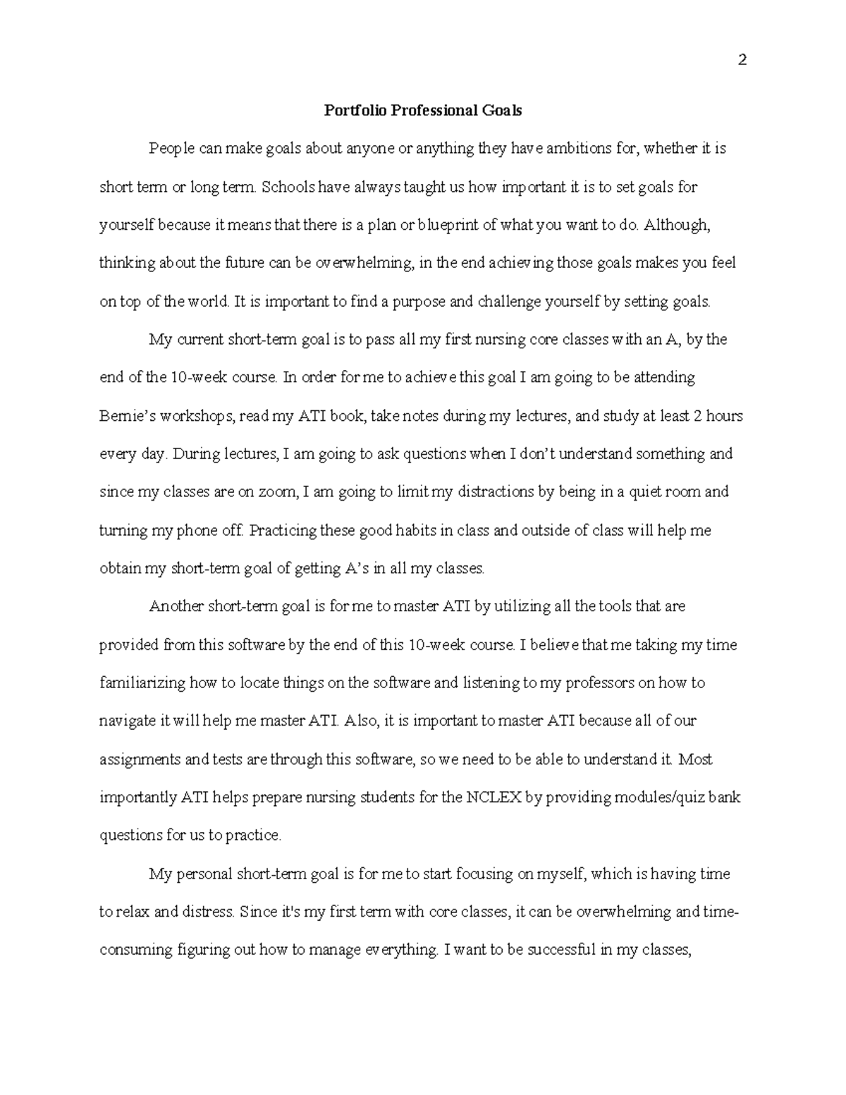 Portfolio Professional Goals - 2 Portfolio Professional Goals People ...