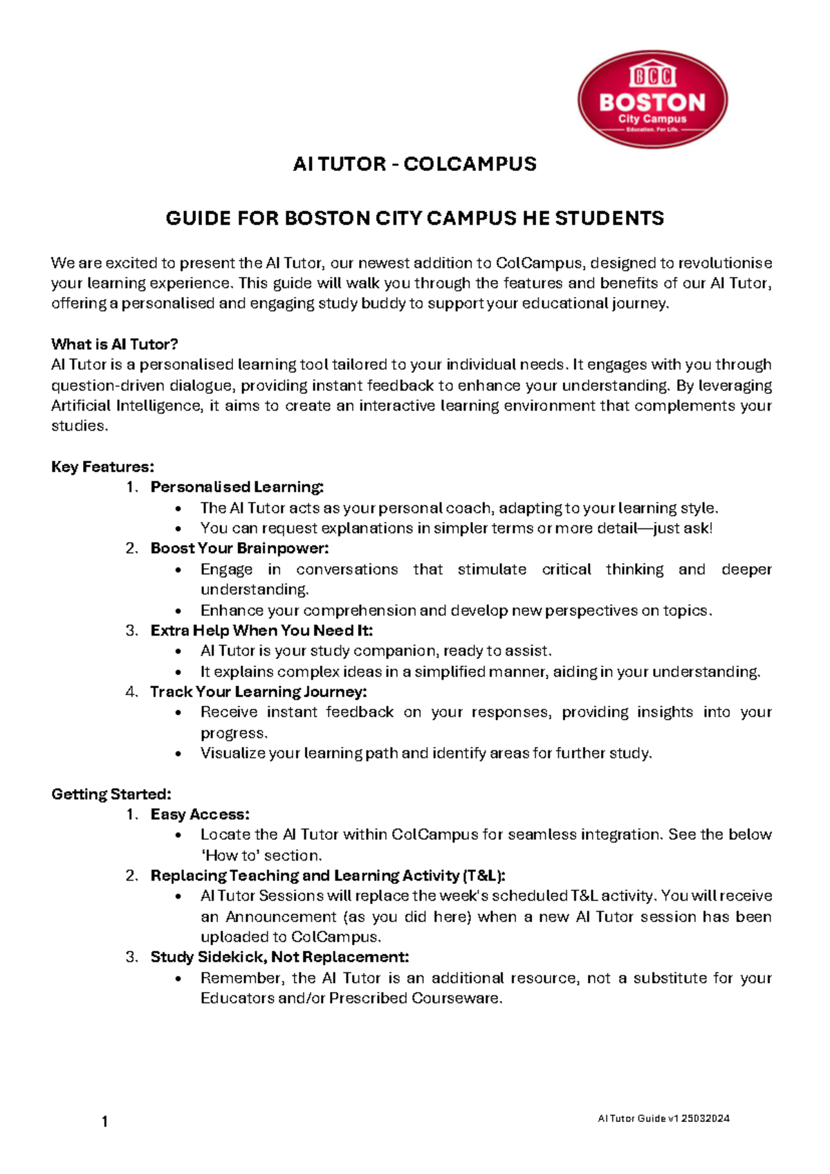 AI Tutor Guide (Md R) v1 25032024 - 1 AI Tutor Guide v1 25032024 AI ...