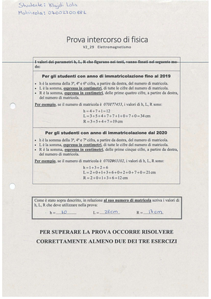 Analisi 2 - ESAME DI ANALISI PROVA CON CONTENUTI DI ANALISI II 1) Un ...