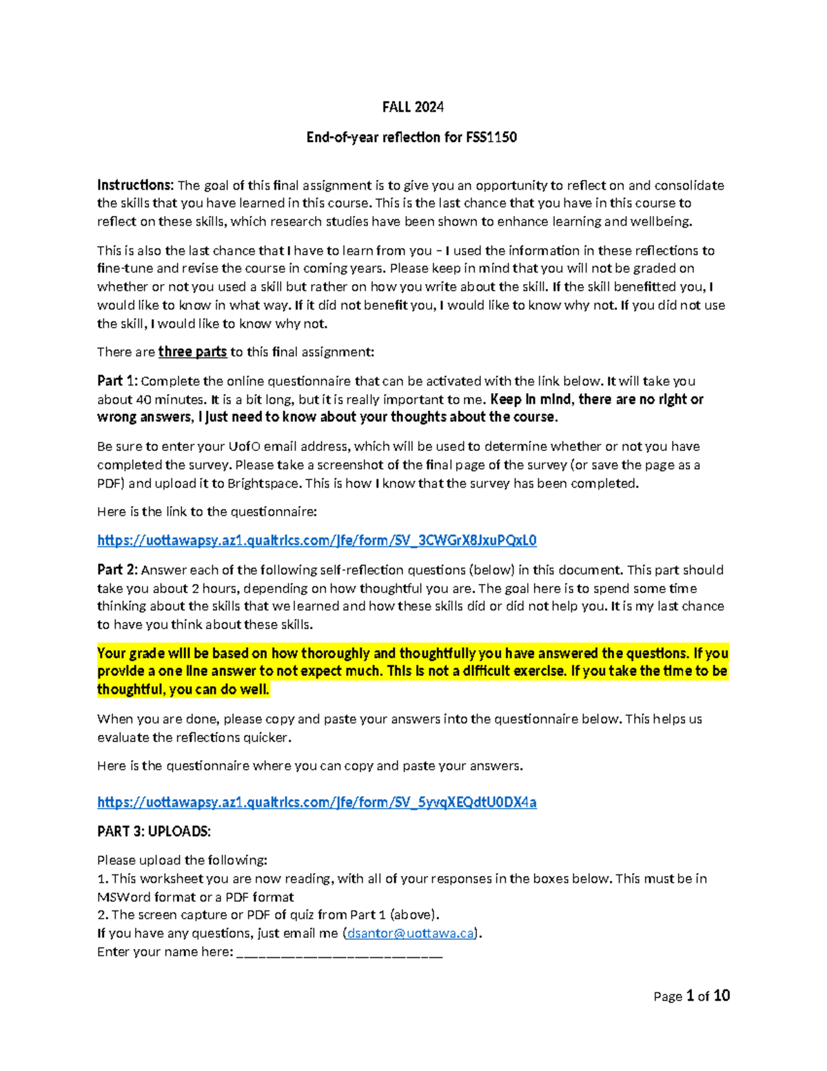 Final Reflection - 2024 - FALL 2024 End-of-year reflection for FSS ...