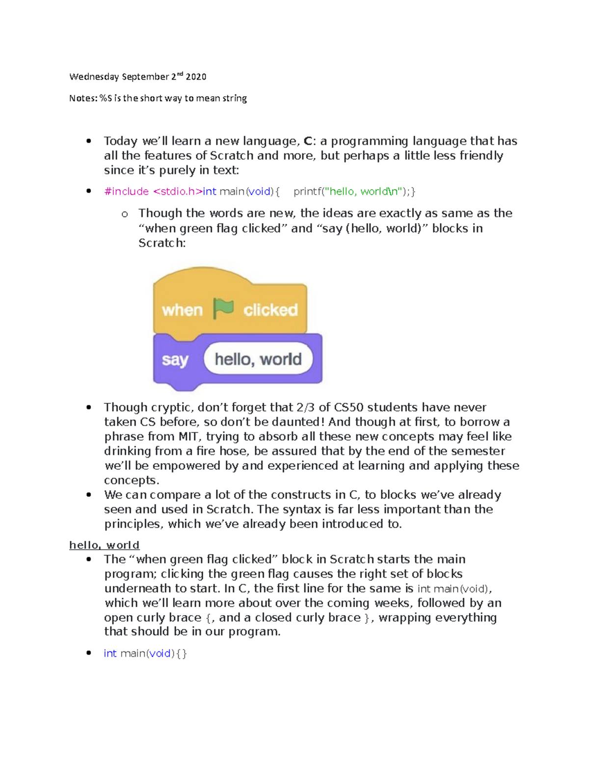 Comp Sci Notes (Scratch Unit) - Wednesday September 2nd 2020 Notes: %S ...