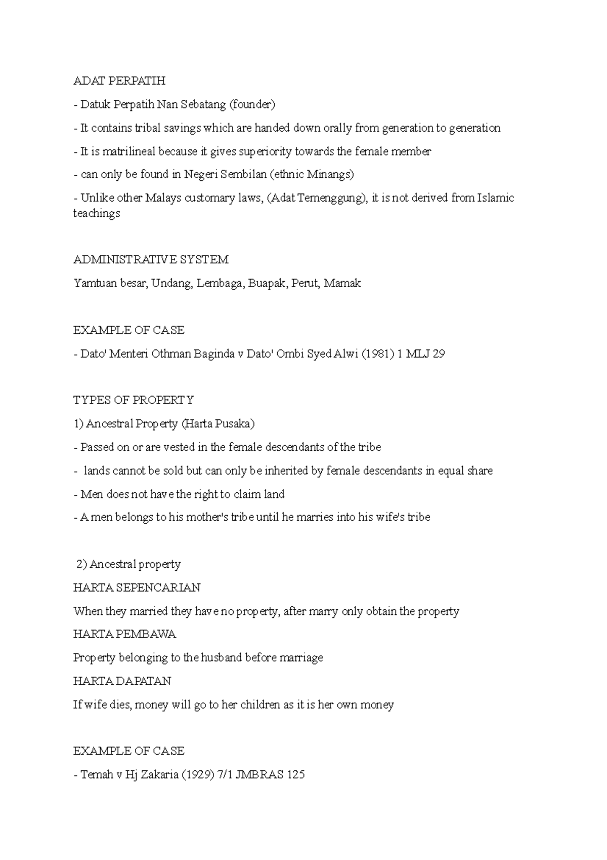 Malay Customary Law (tutorial work) - ADAT PERPATIH Datuk Perpatih Nan ...