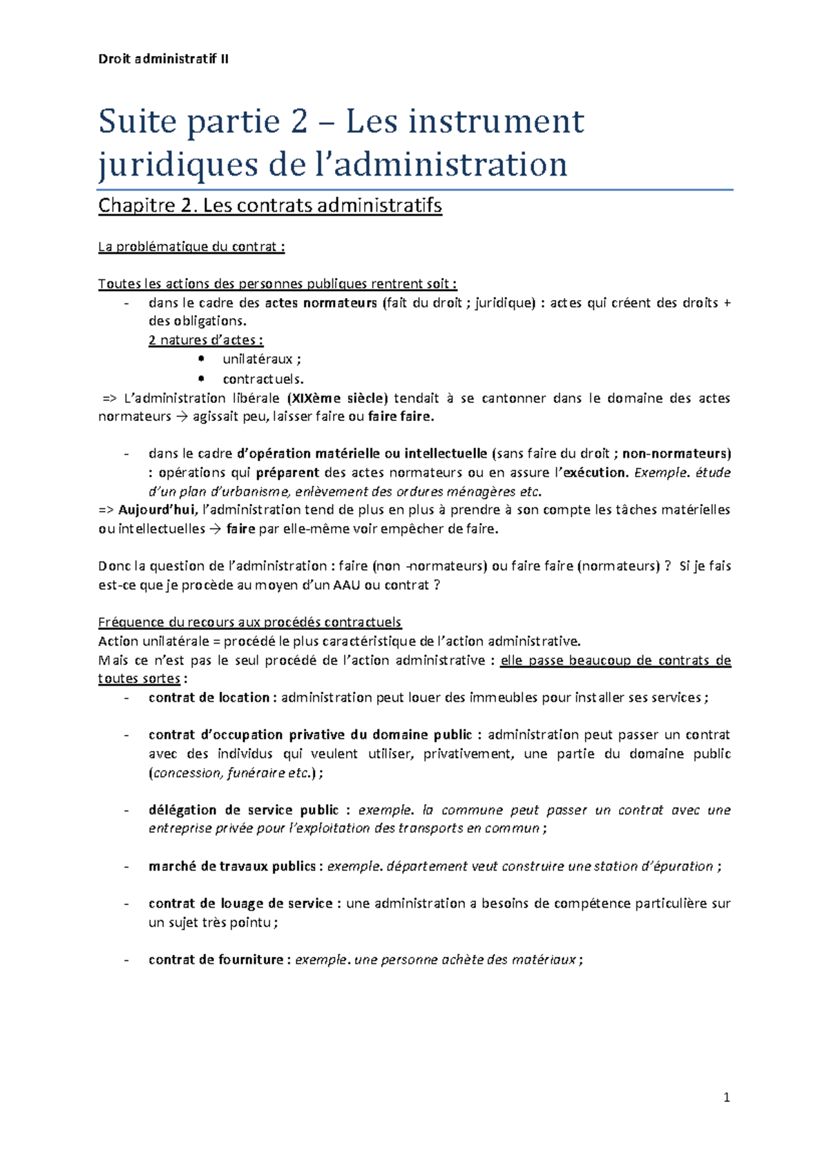 Droit administratif II - Les contrats administratifs La du contrat ...