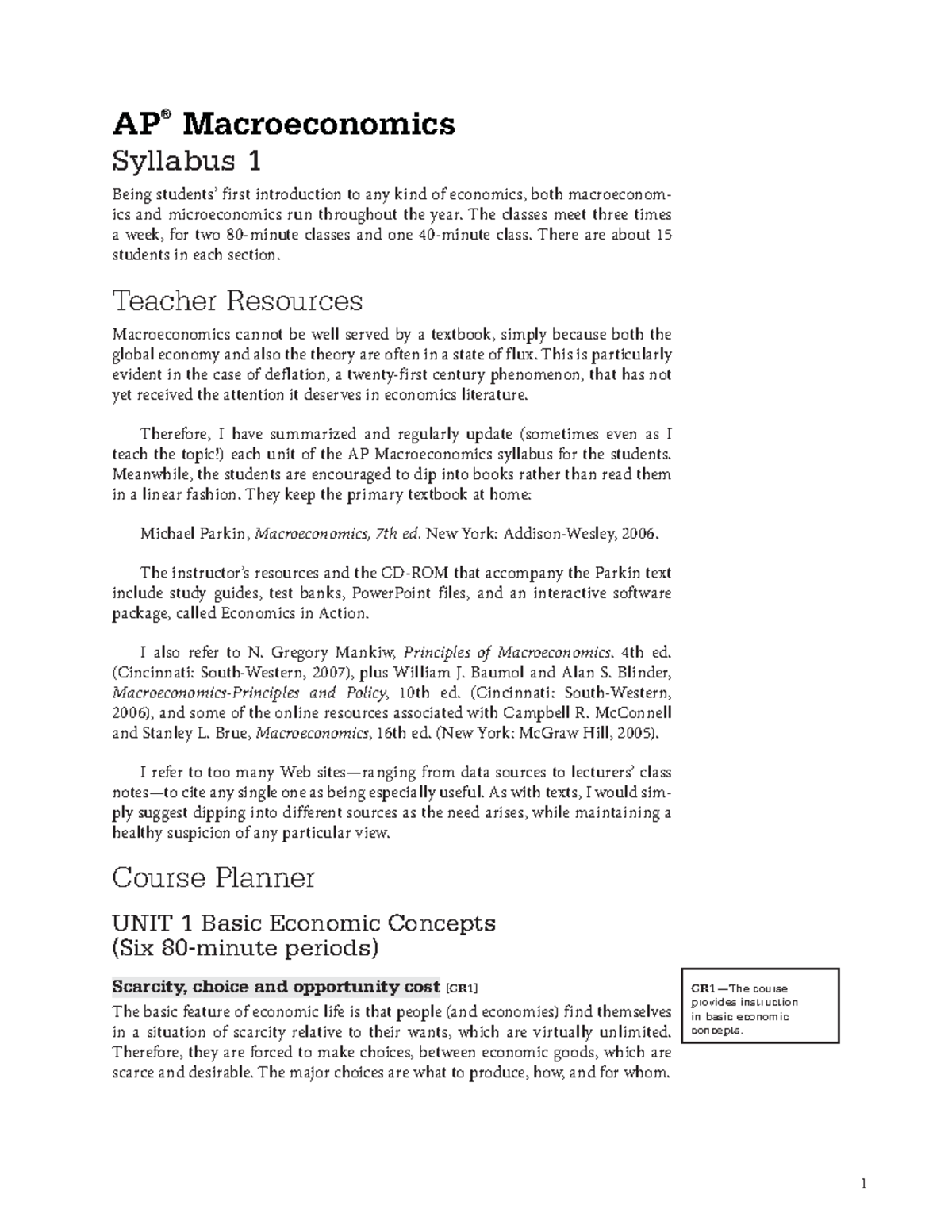 AP宏观经济学 教学大纲1 ap06 macroecon syllabus 1 - Macroeconomics Syllabus 1 ...