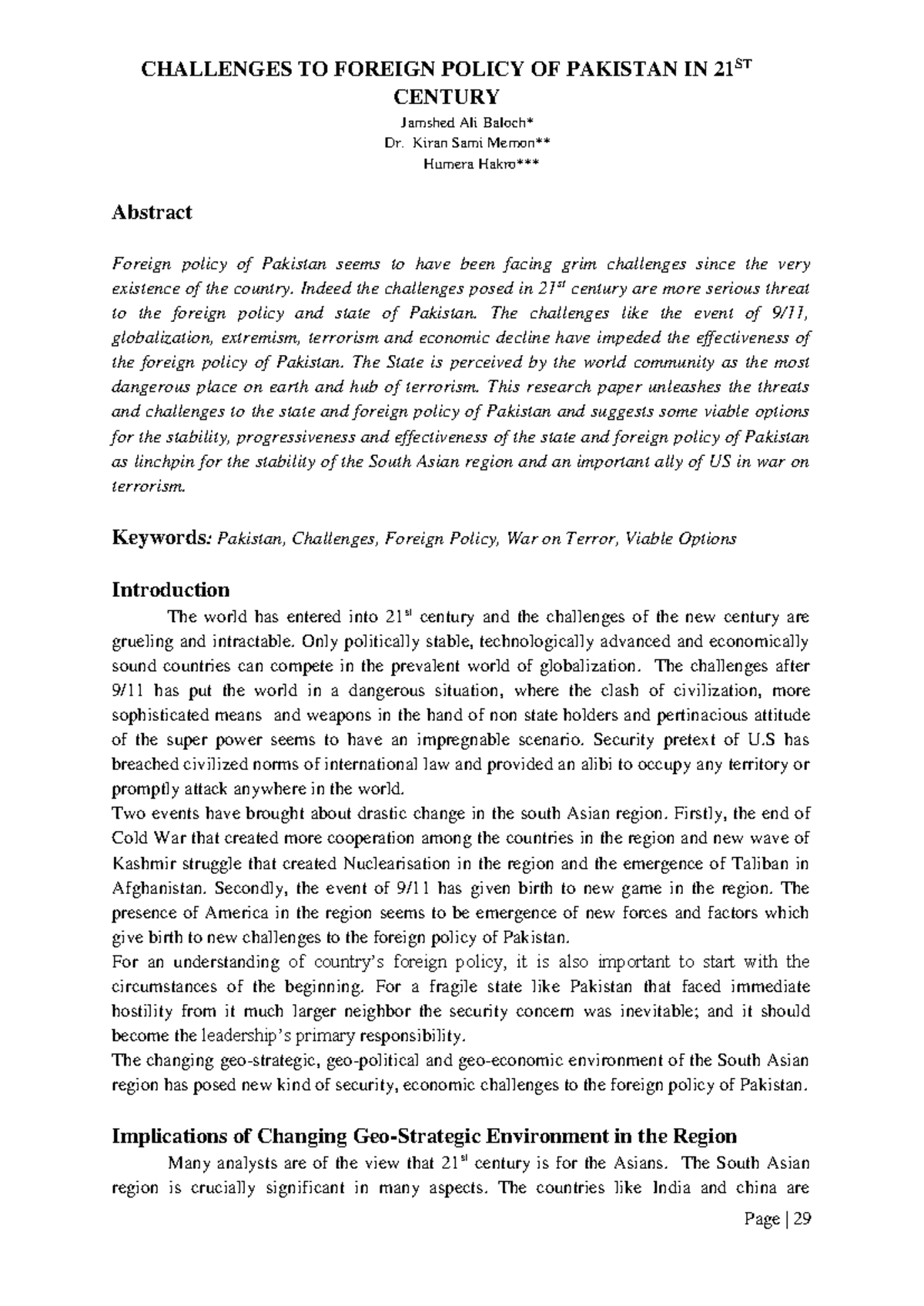 Challenges to foreign policy - CHALLENGES TO FOREIGN POLICY OF PAKISTAN ...