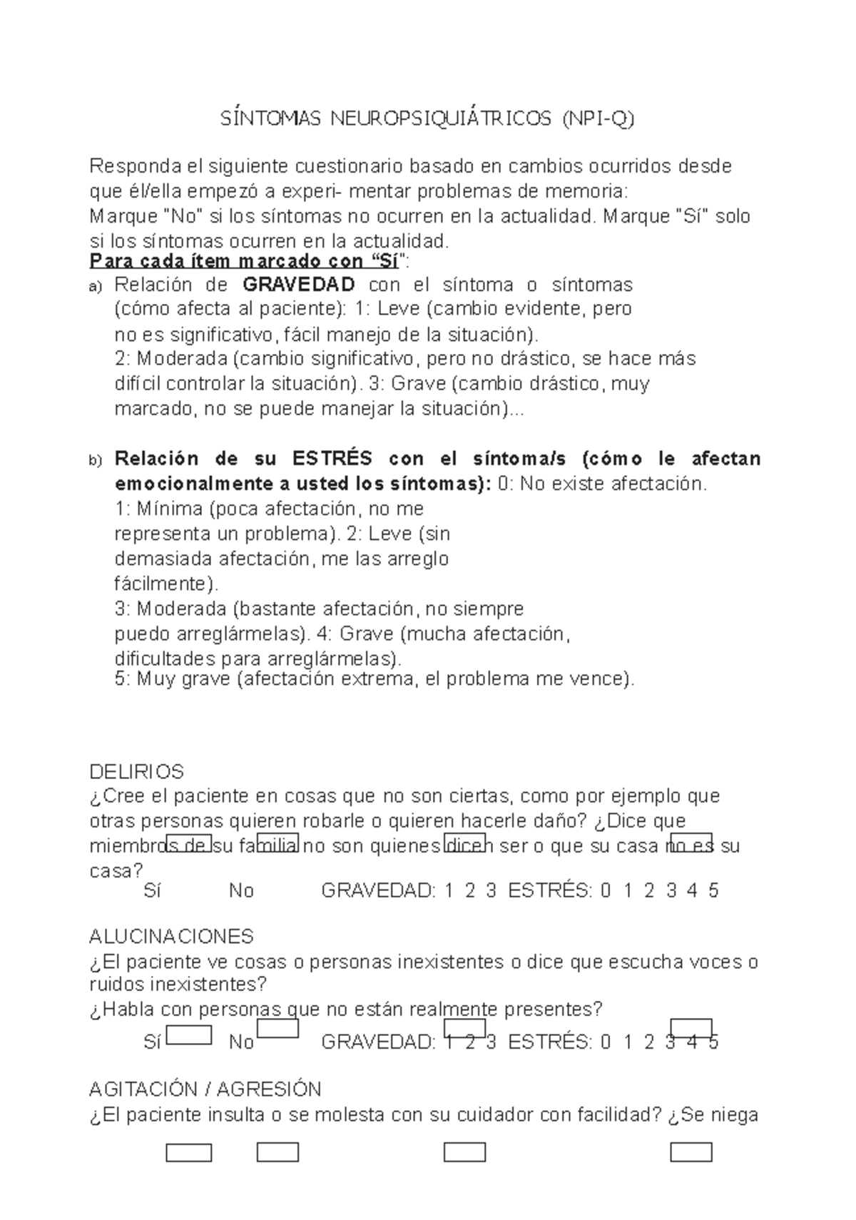 Neuropsychiatric Inventory - SÍNTOMAS NEUROPSIQUIÁTRICOS (NPI-Q ...