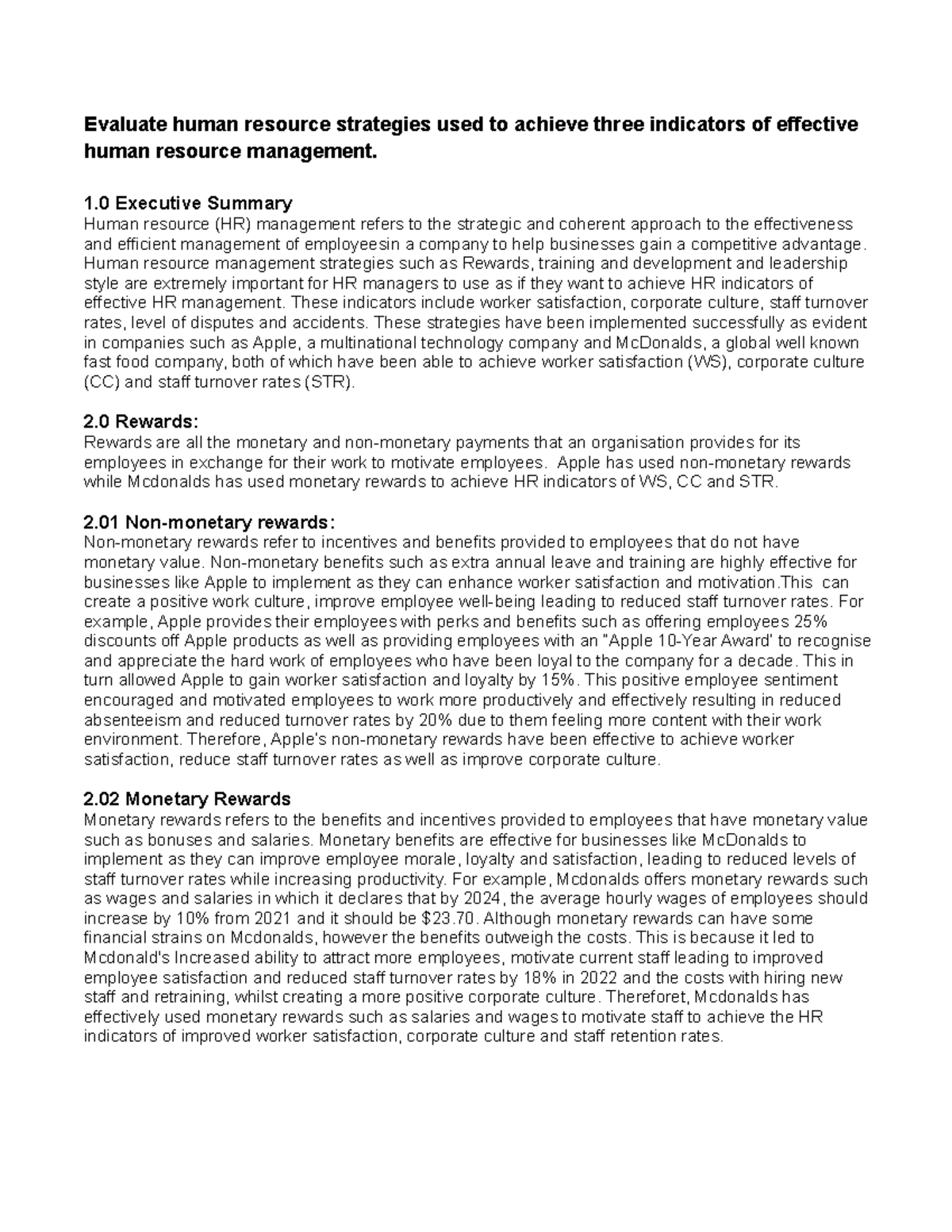 Human Resource HR business studies essay report - Evaluate human ...