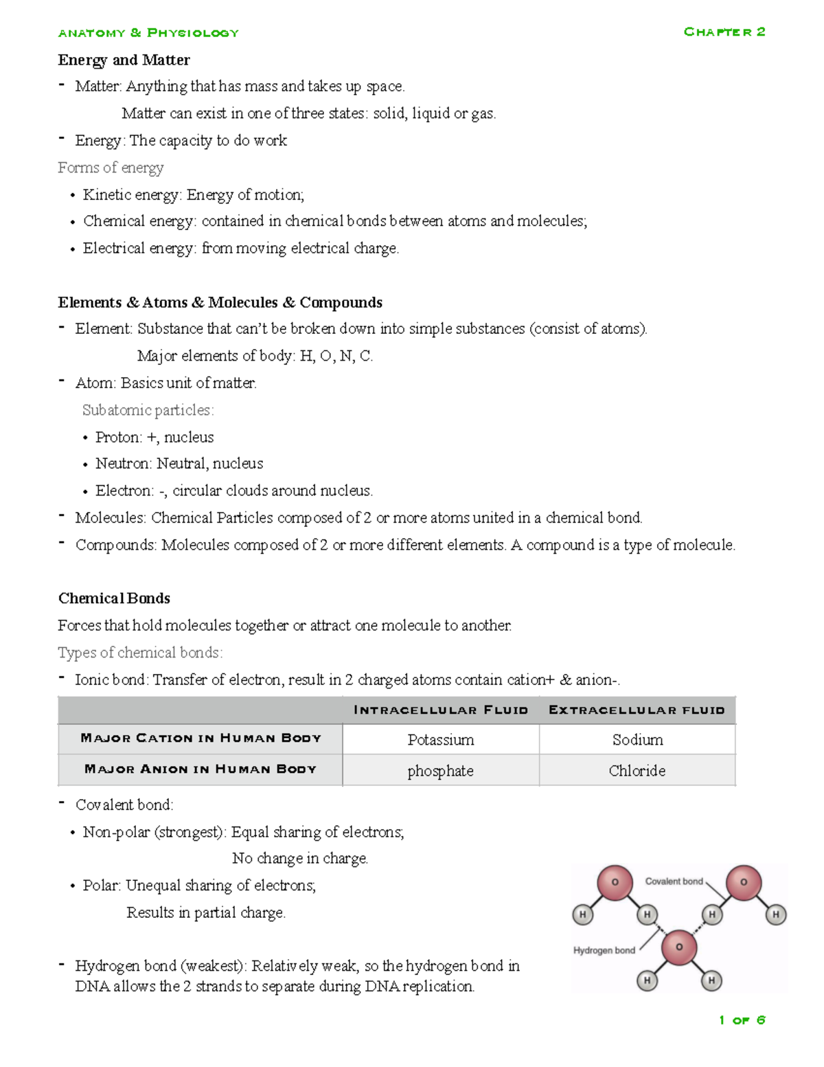 Chapter 2 teat review - Energy and Matter - Matter: Anything that has ...