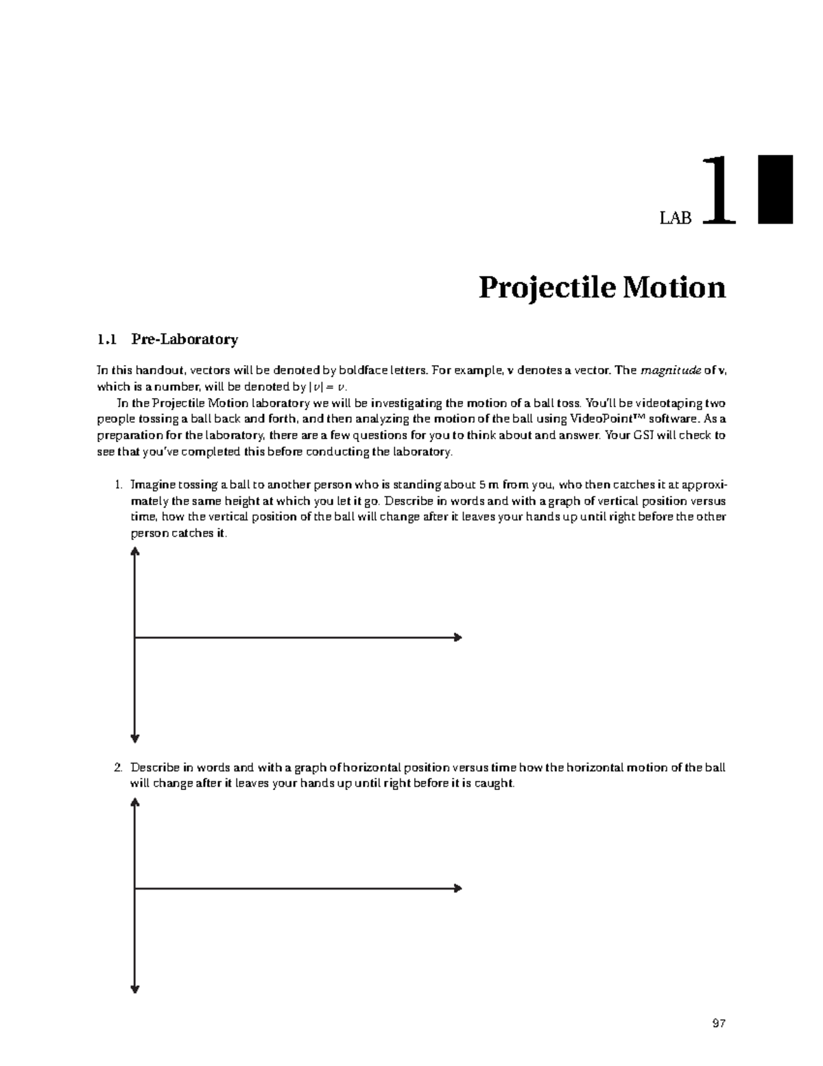 8A Lab 1 - Projectile Motion - LAB 1 Projectile Motion 1 Pre-Laboratory ...
