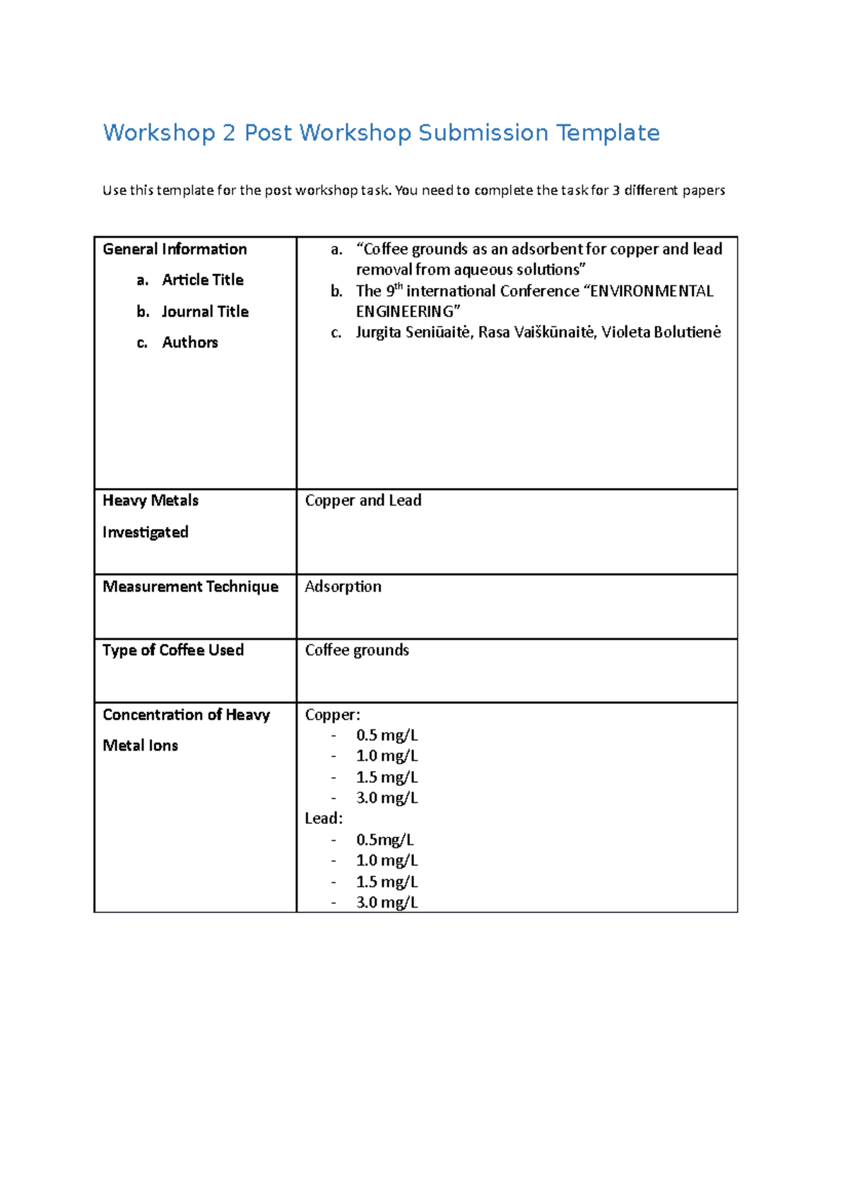 Post Workshop 2 Submission Template - You need to complete the task for ...
