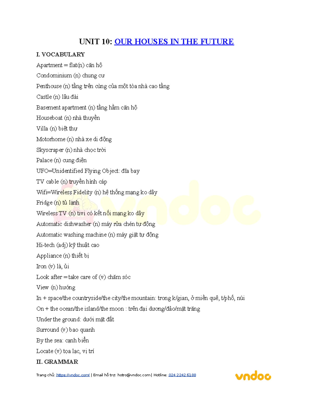 Bai tap tieng anh lop 6 thi diem unit 10 our houses in the future - UNIT 10: OUR HOUSES IN THE ...