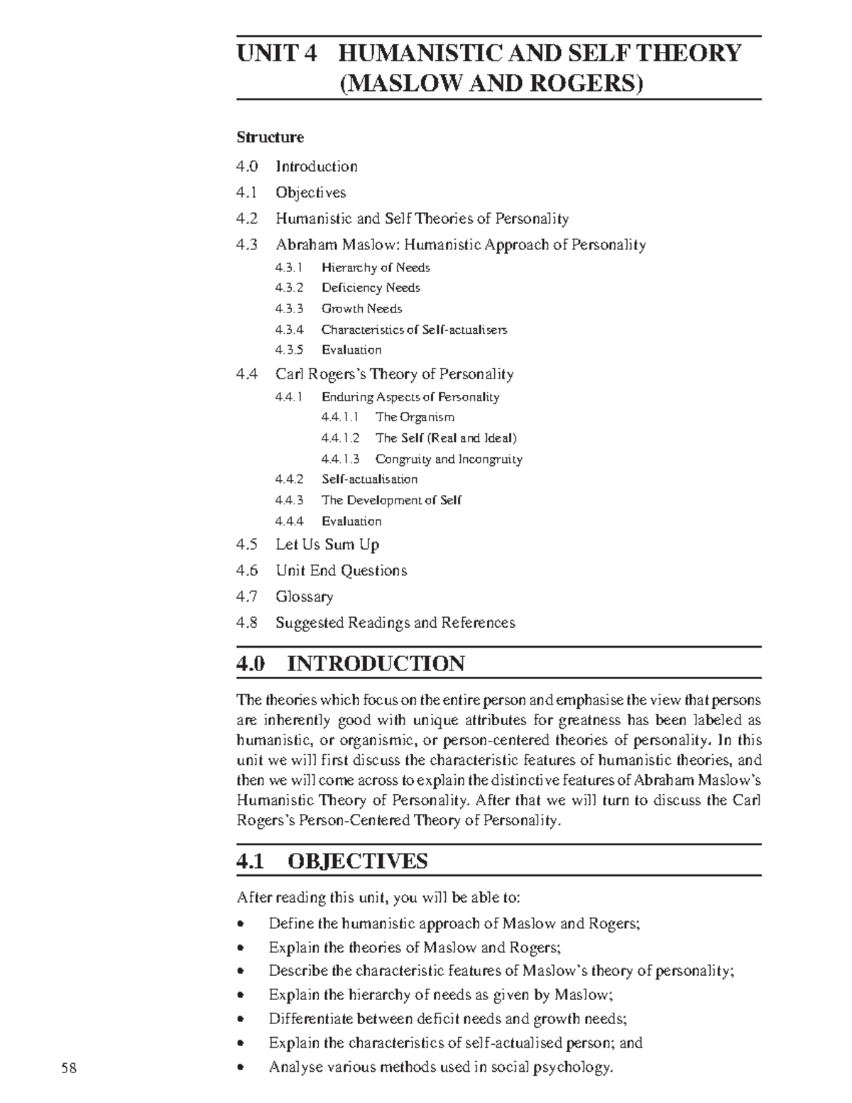 Unit-4 - B.A B.ed - 58 Theories of Personality-I UNIT 4 HUMANISTIC AND ...