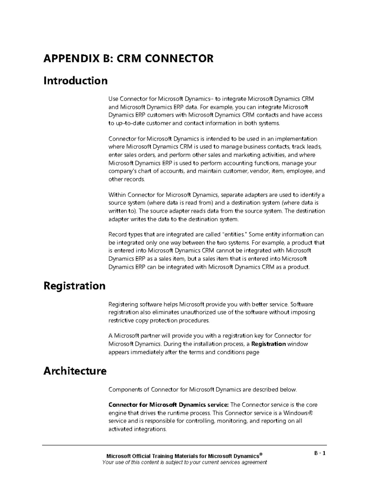 AX2012 ENUS SAM B - Programming for AX - B - 1 APPENDIX B: CRM CONNECTOR Introduction Use ...