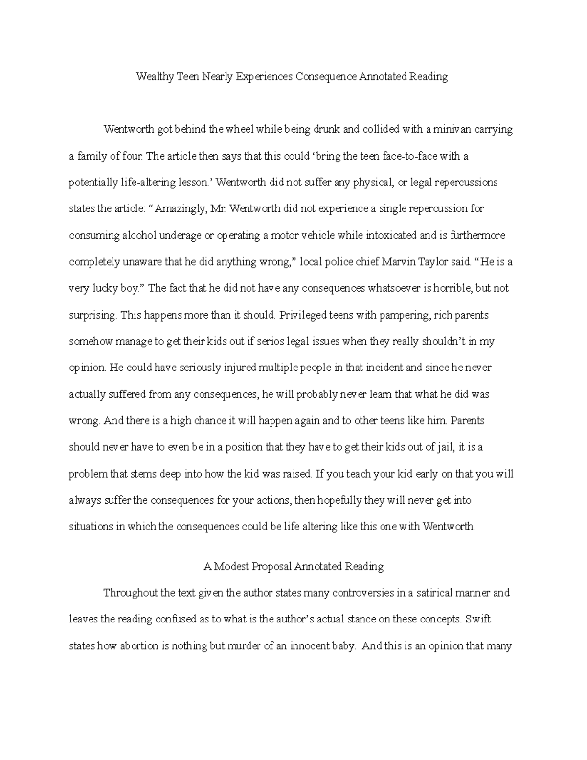 Annotated Readings #3 copy - Wealthy Teen Nearly Experiences ...