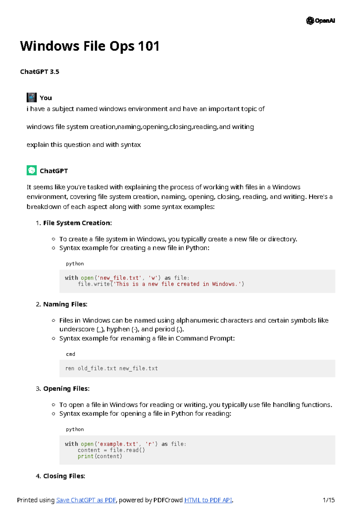 Windows File Ops 101 - Windows File Ops 101 ChatGPT 3. You i have a subject named windows - Studocu