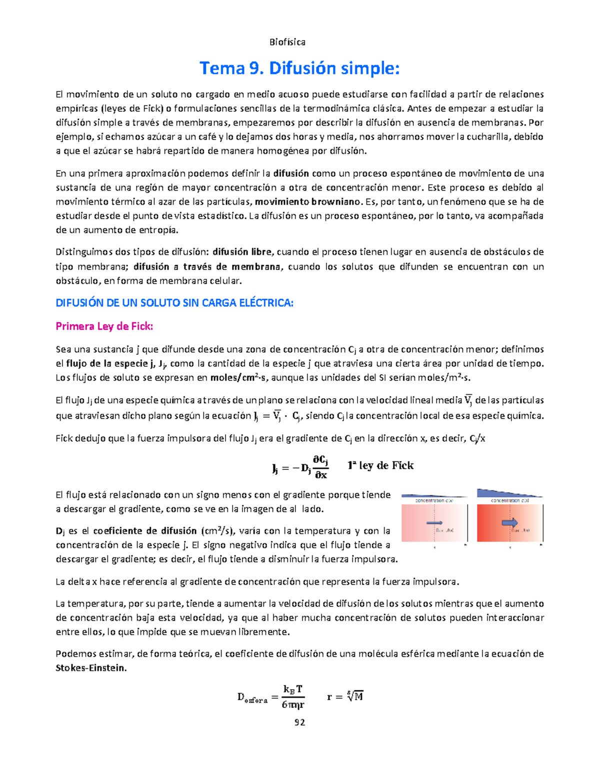 9. Difusión simple - Biofísica - Membranas y transporte - Biofísica ...