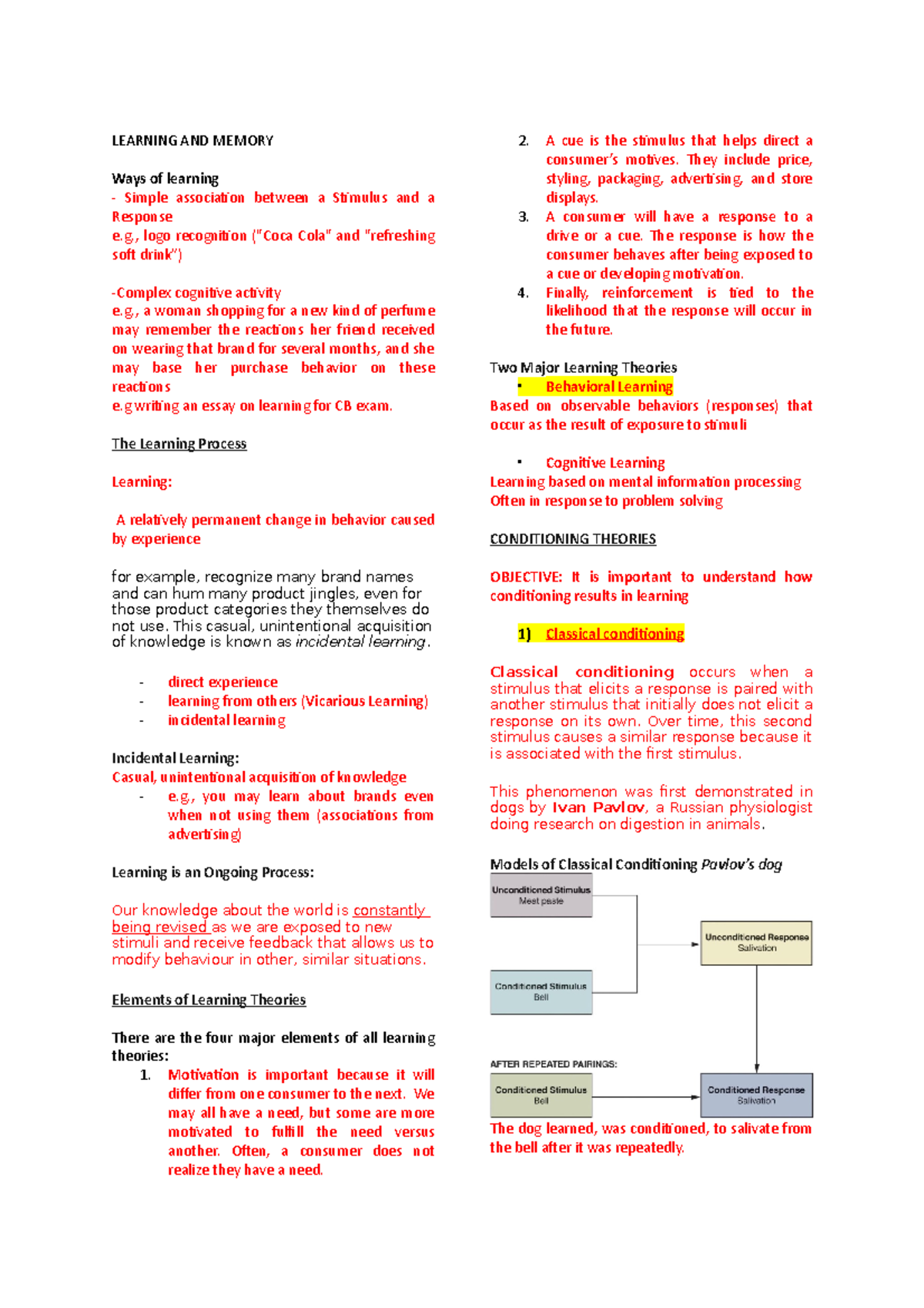 4) Learning AND Memory CH7 - LEARNING AND MEMORY Ways of learning ...
