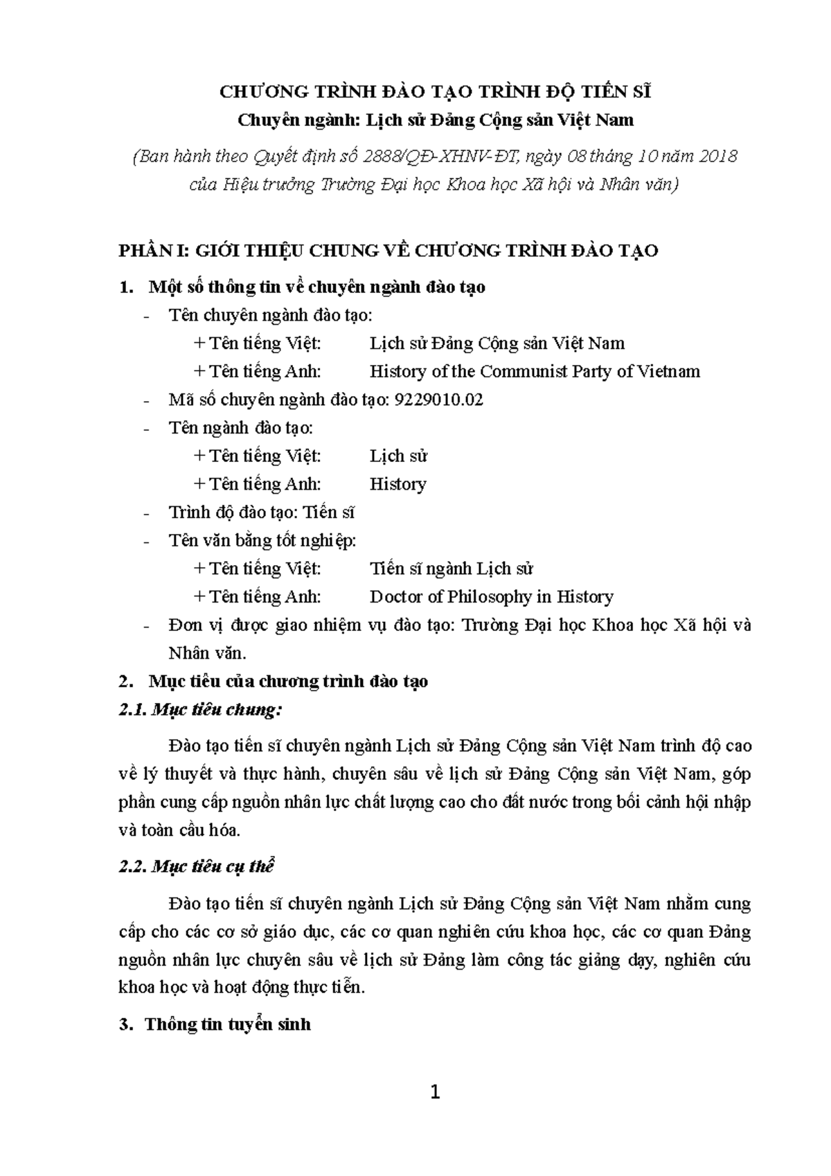 Chuong trinh tien si lich su dang csvn - CHƯƠNG TRÌNH ĐÀO TẠO TRÌNH ĐỘ ...