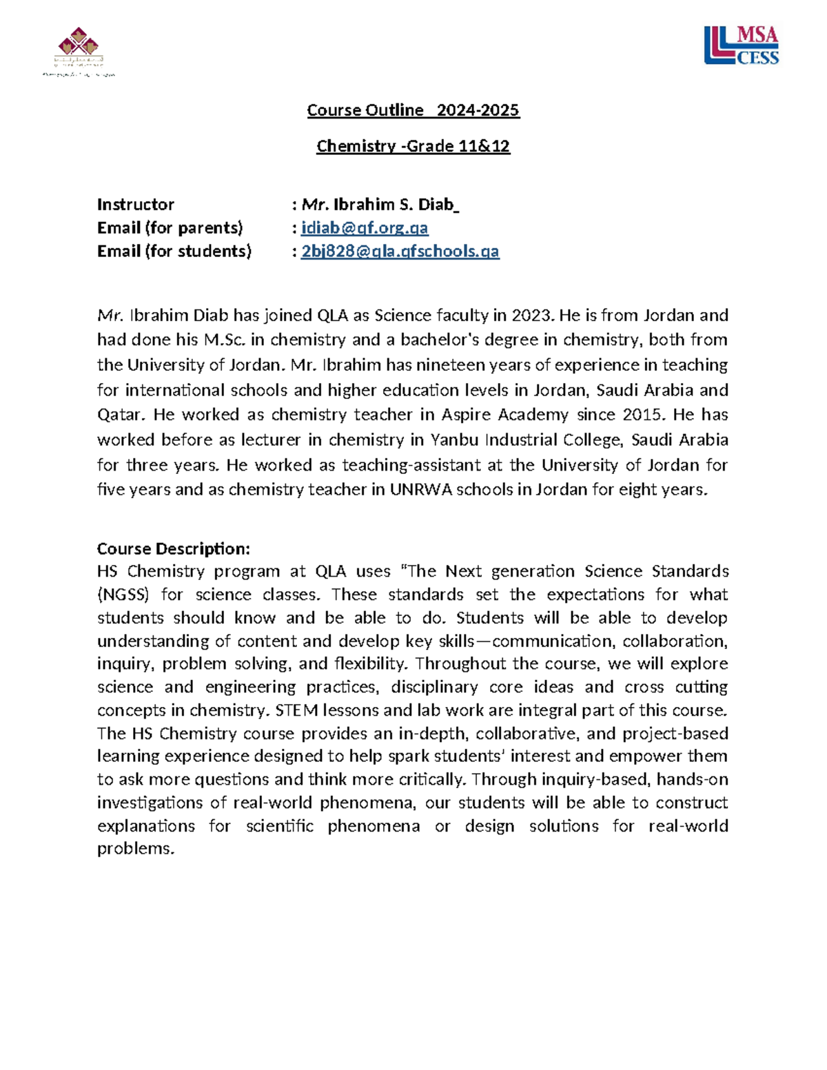 Chemistry G11&12 course outline 2024-25 - Course Outline 2024 ...