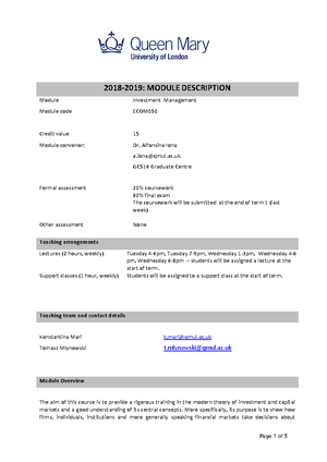 Module Syllabus (ECOM050 Semester A) 2022 2023 - 1 Module Syllabus 2022 ...