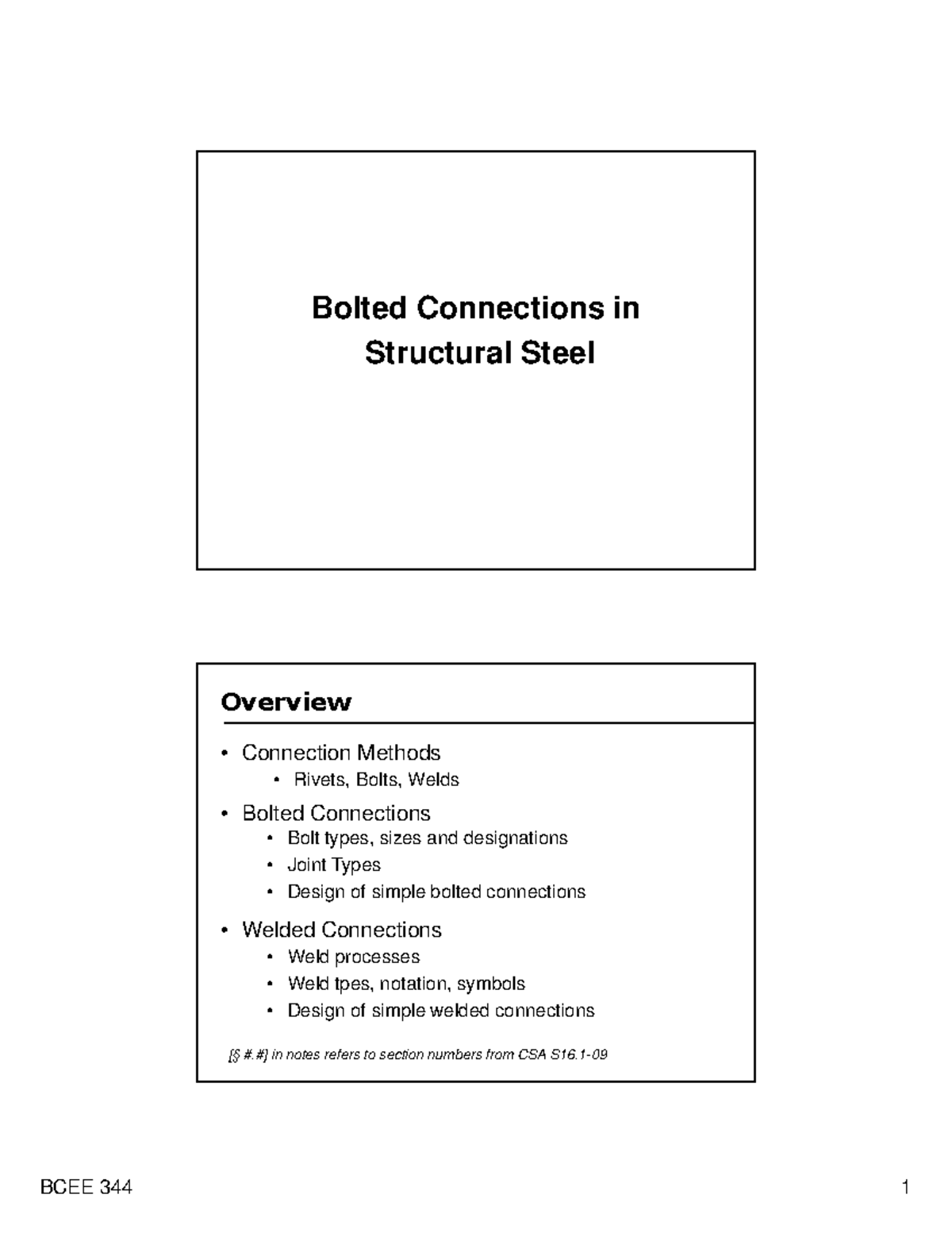 BCEE 344 Steel Bolted Connections - Bolted Connections in Structural ...