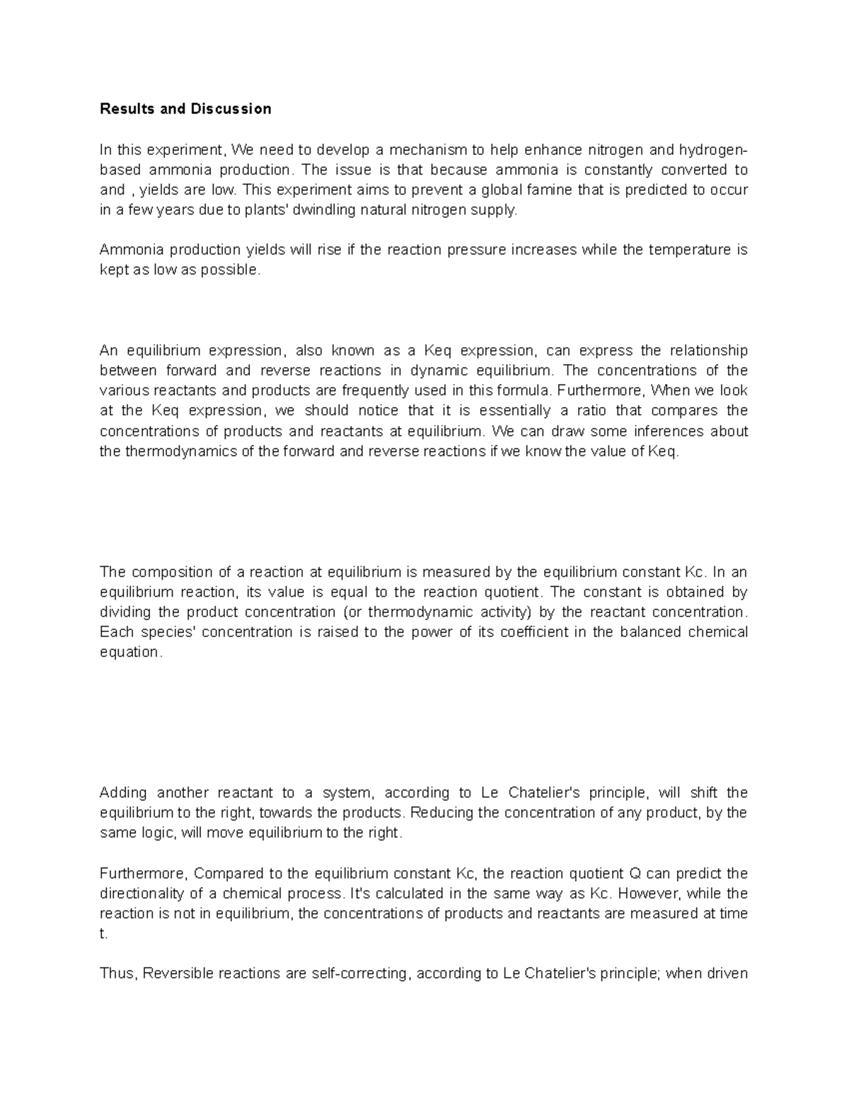 Results and Discussion Chem Laboratory - Results and Discussion In this ...