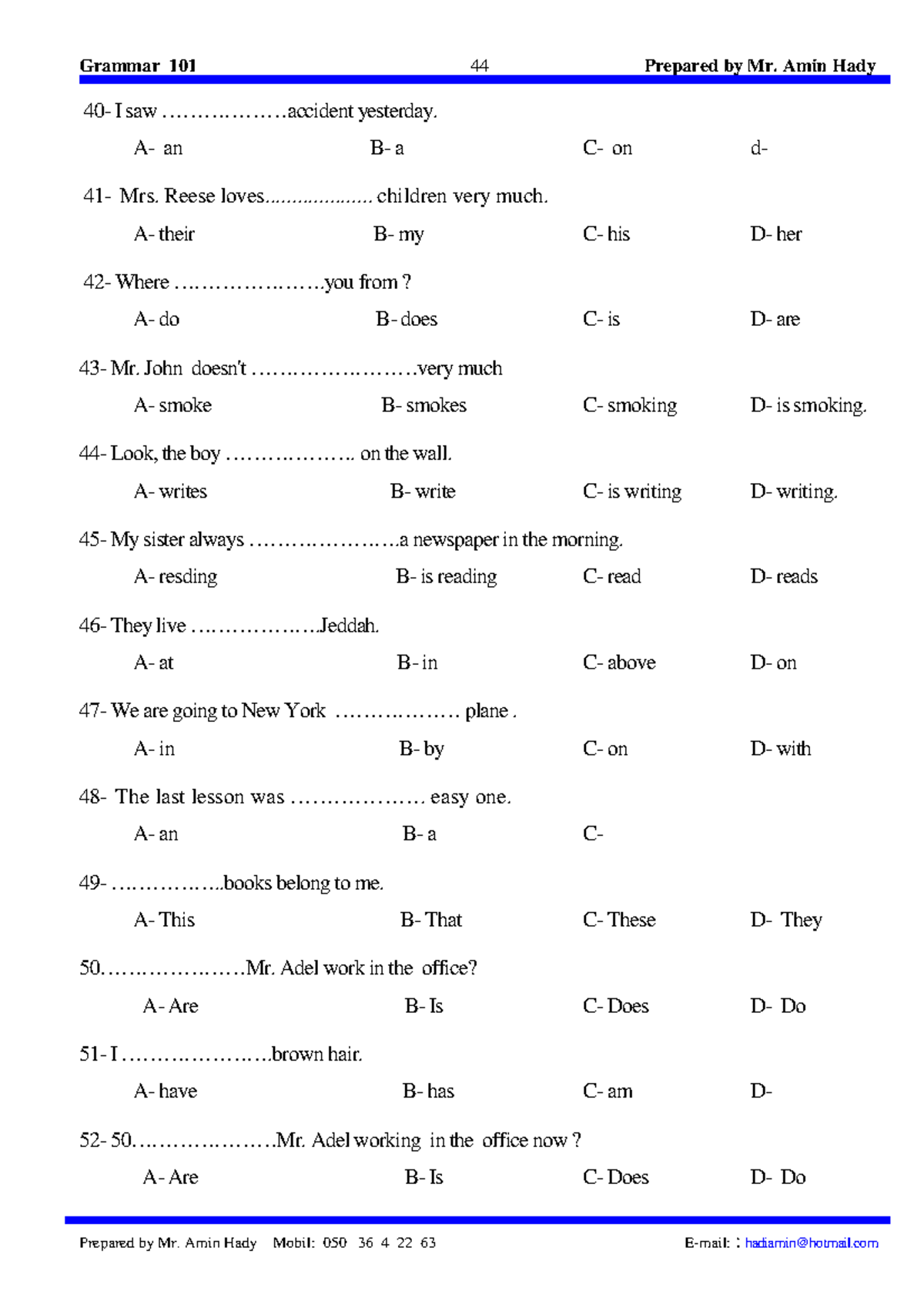101 Grammar-44 - Improve english skills - Grammar 101 Prepared by Mr ...