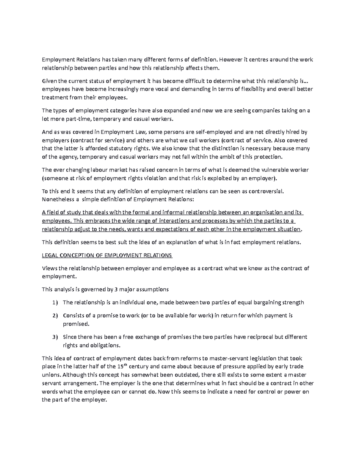 Employment Rel Lecturer - Employment Relations has taken many different ...