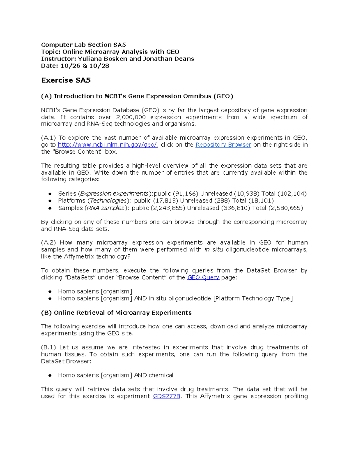 Computer Lab Section SA5 - Computer Lab Section SA Topic: Online ...