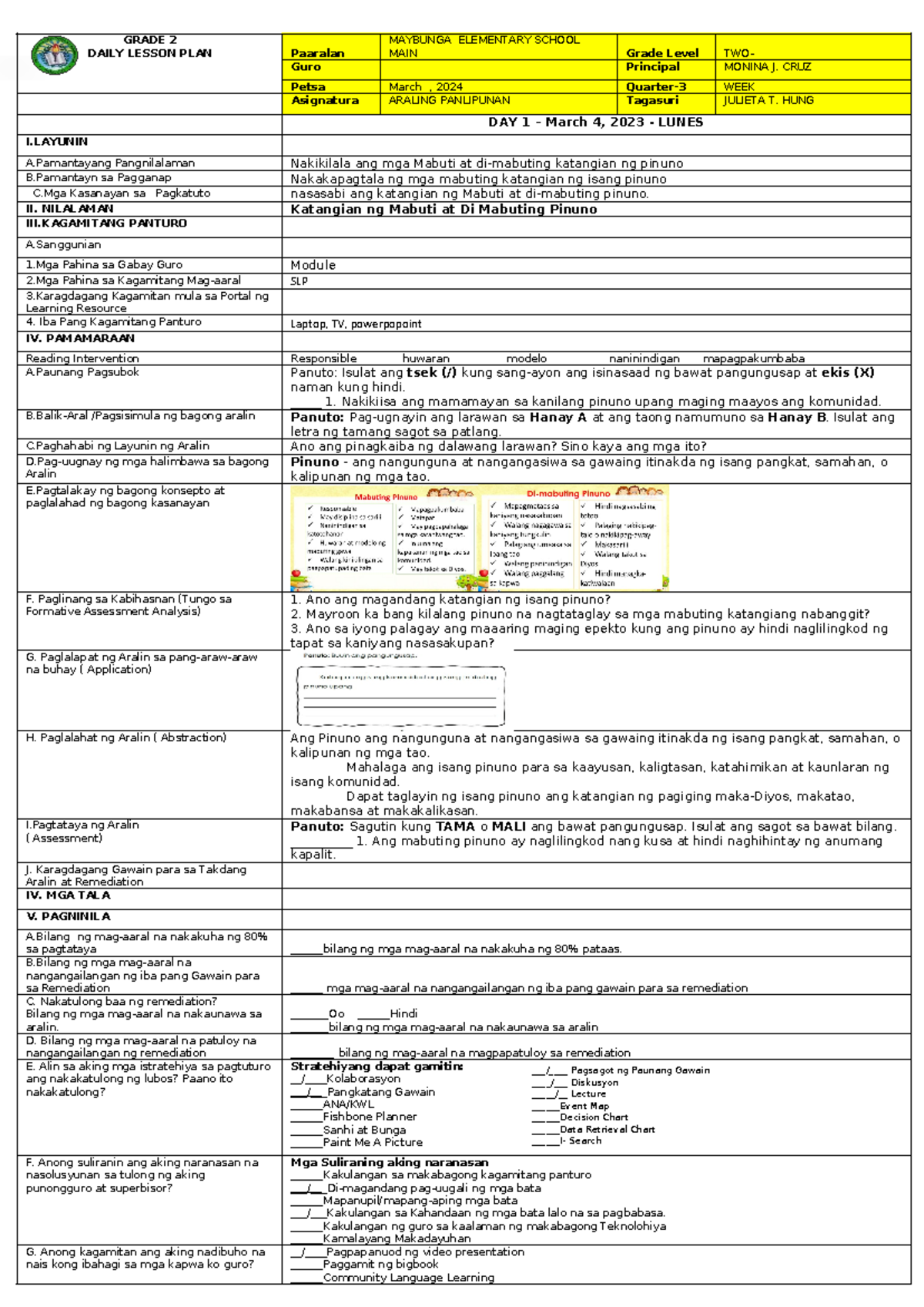 AP DLP Q3 Week6 - GRADE 2 DAILY LESSON PLAN Paaralan MAYBUNGA ...