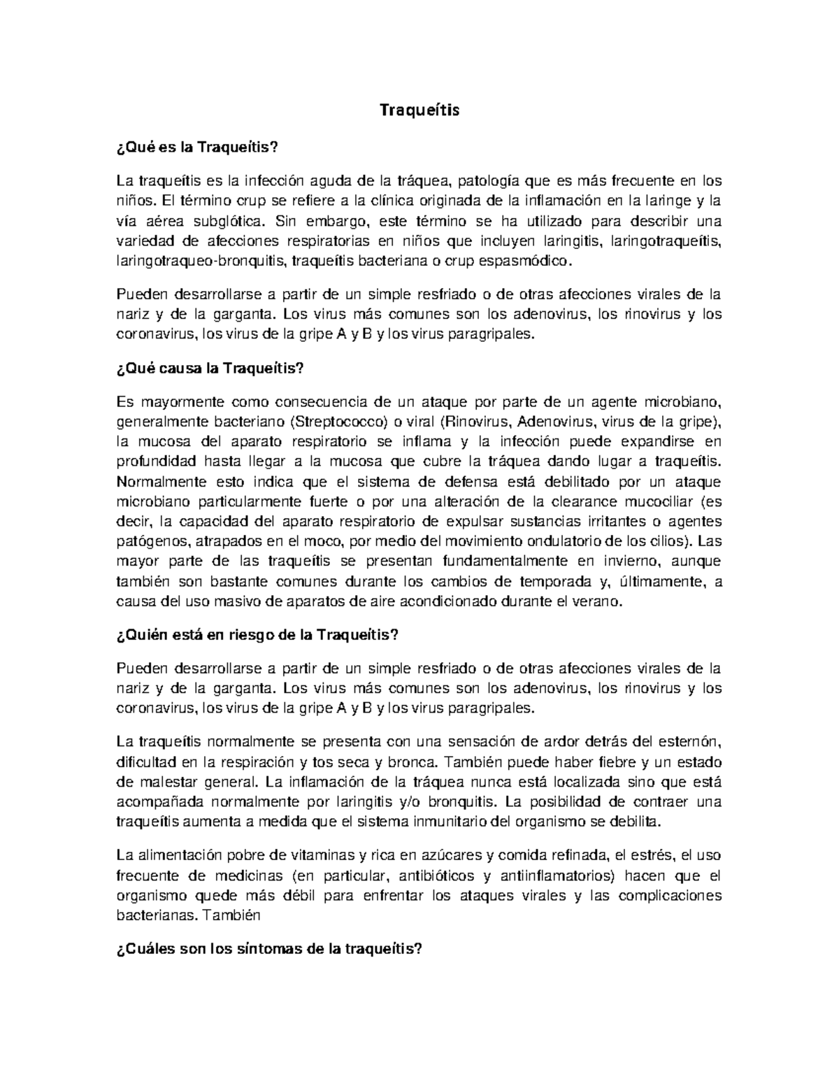 Traqueítis - UNA DE LAS ENFERMEDADES DEL SISITEMA RESPIRATORIO INFERIOR ...