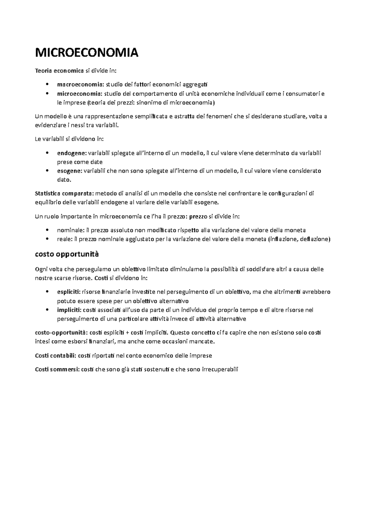Microeconomia - prof. Mario Gilli - MICROECONOMIA Teoria economica si ...