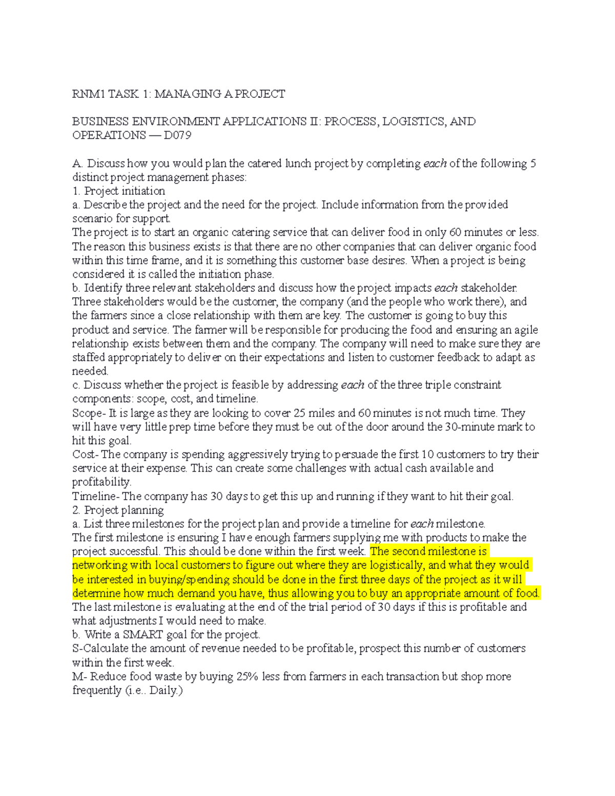 RNM1 TASK 1- Managing a Project - RNM1 TASK 1: MANAGING A PROJECT ...