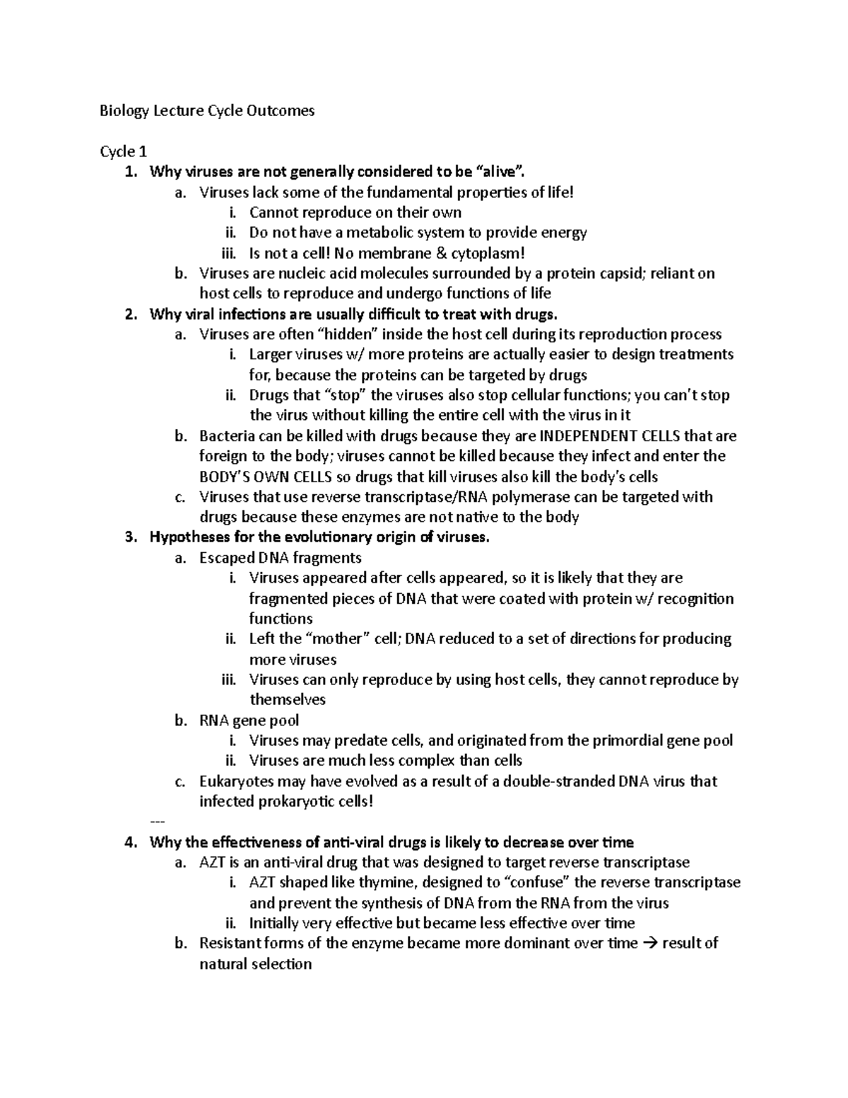 Outcomes 1-3 - Comprehensive notes for Cycles 1-3. Includes Lecture ...