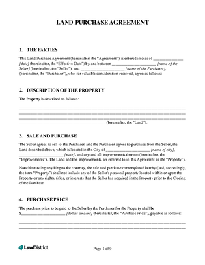 Land-purchase-agreement-template - LAND PURCHASE AGREEMENT 1. THE ...
