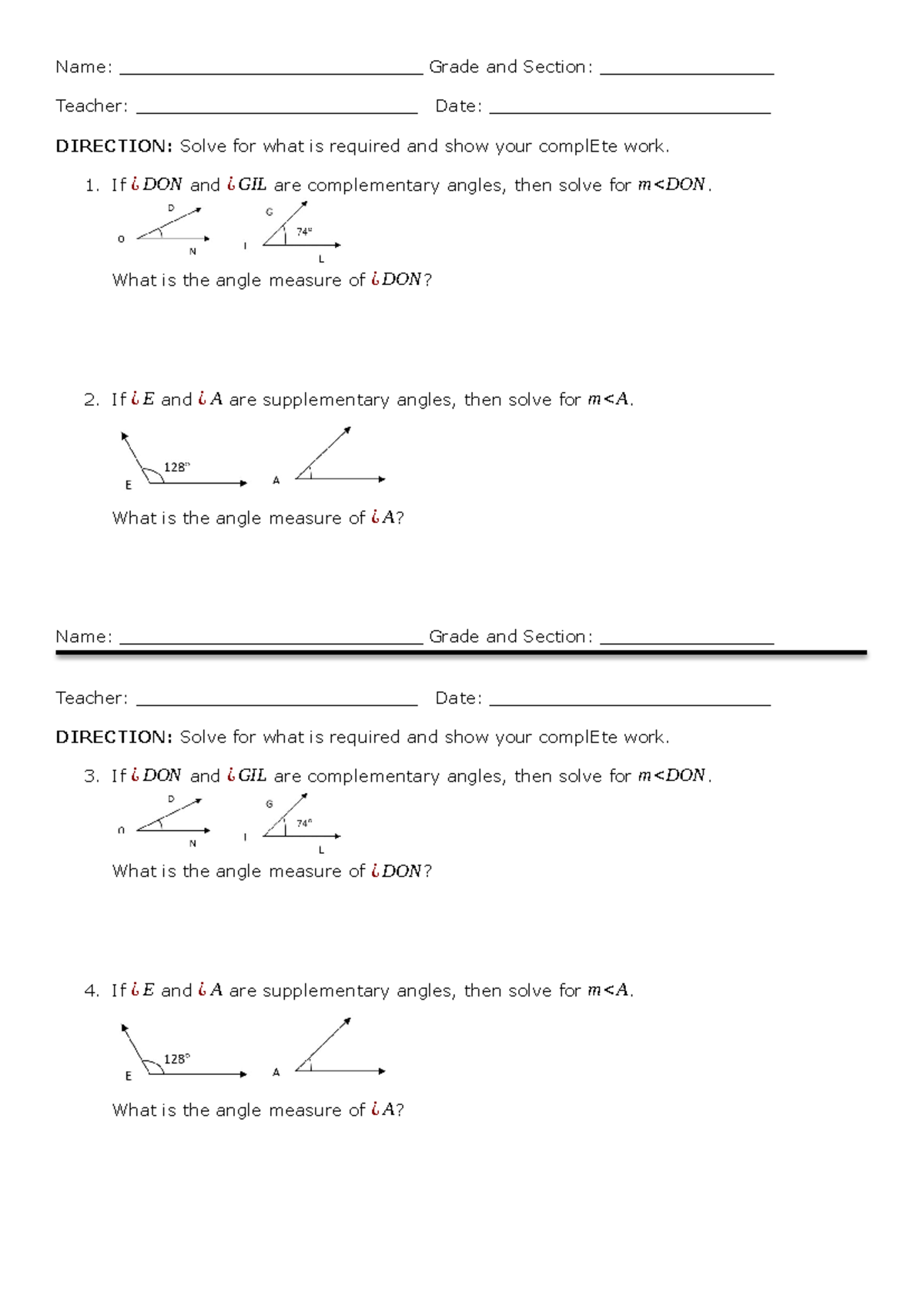 Evaluation of Grade 7 - Name: ____________________________ Grade and ...