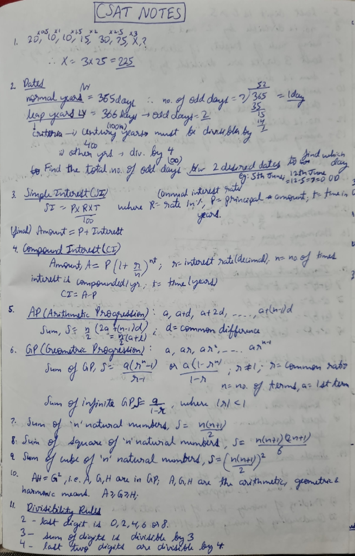 CSAT notes - CSAT NOTES x05 XI x1 x2 x2 x3 1. 20, 10, 15, 30, ?5, X,? X ...