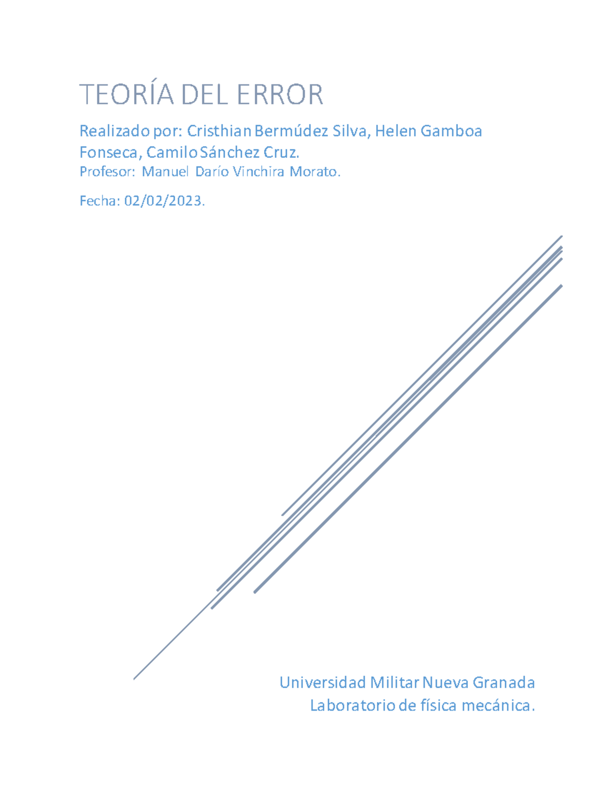 Teoria DEL Error - Universidad Militar Nueva Granada Laboratorio de ...