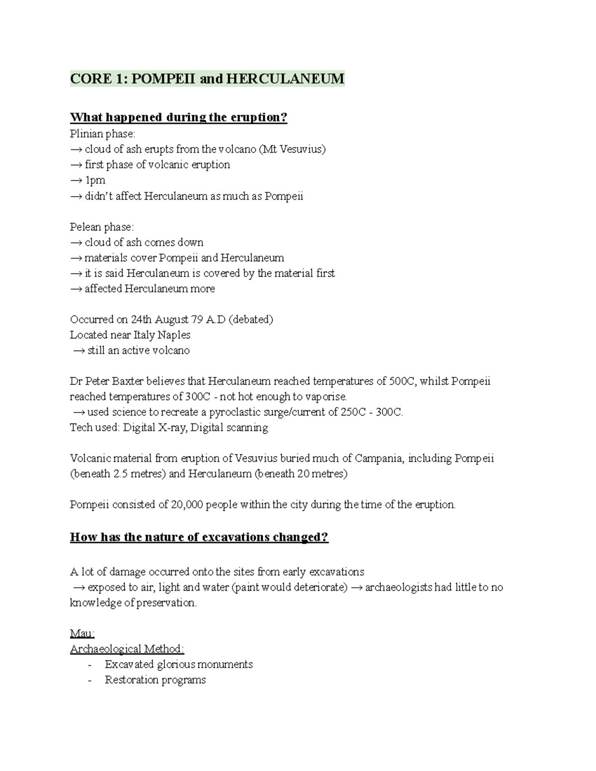 Ancient History Study Notes - CORE 1: POMPEII and HERCULANEUM What ...