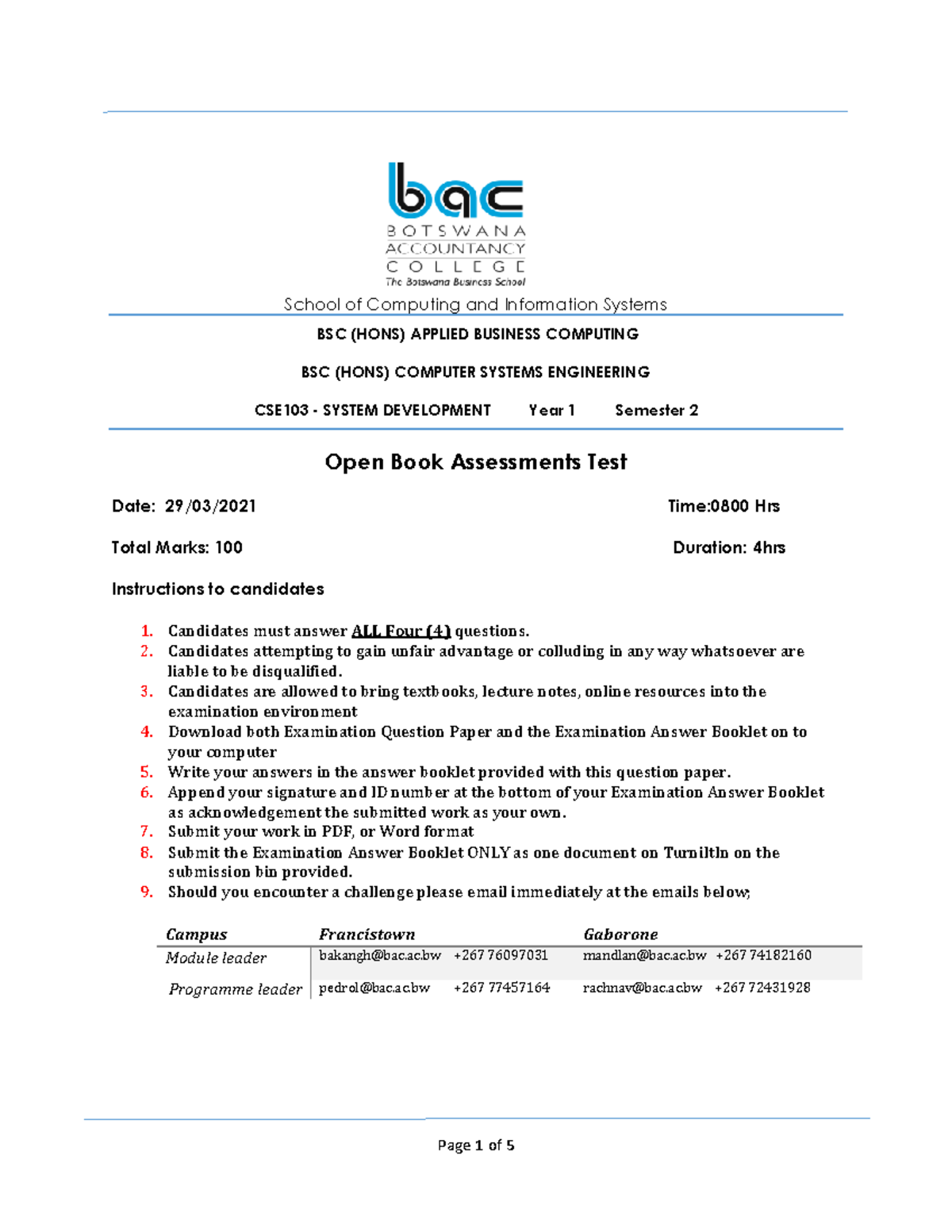 SD Question Paper - practice material - School of Computing and Information Systems BSC (HONS ...