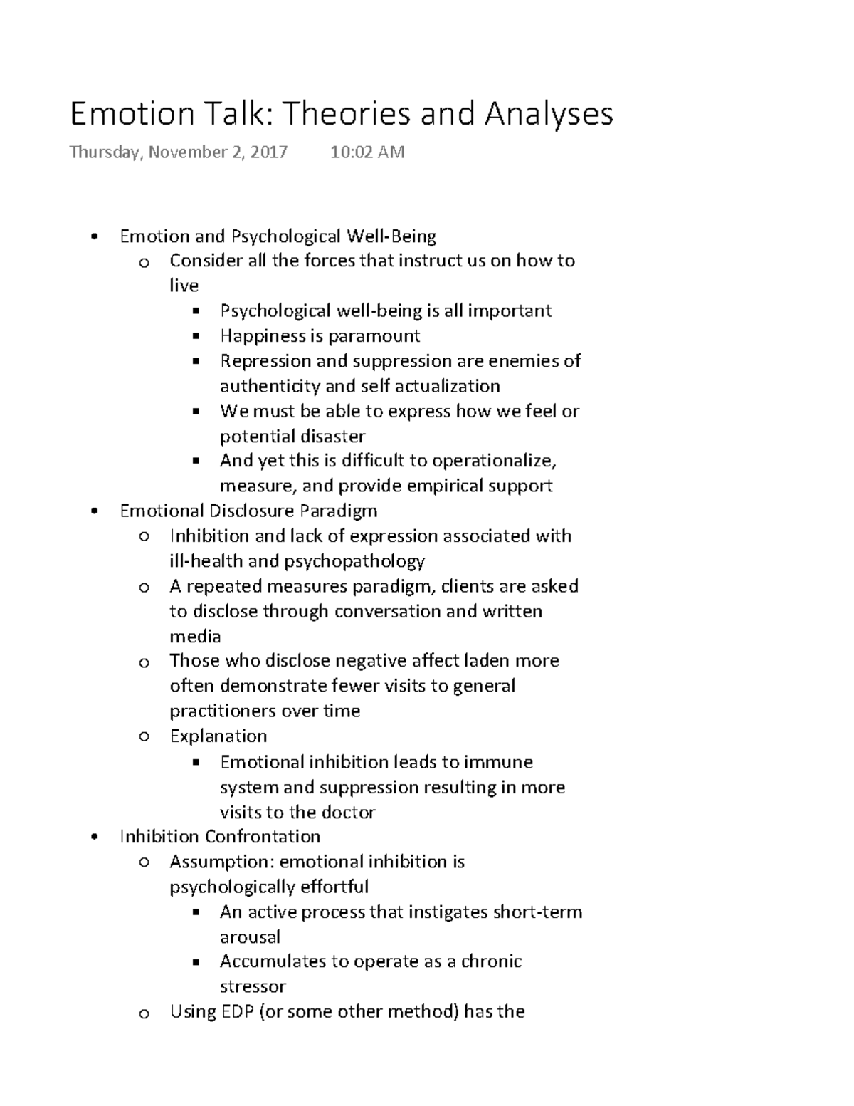 Emotion Talk Theories and Analyses - Emotion and Psychological Well ...