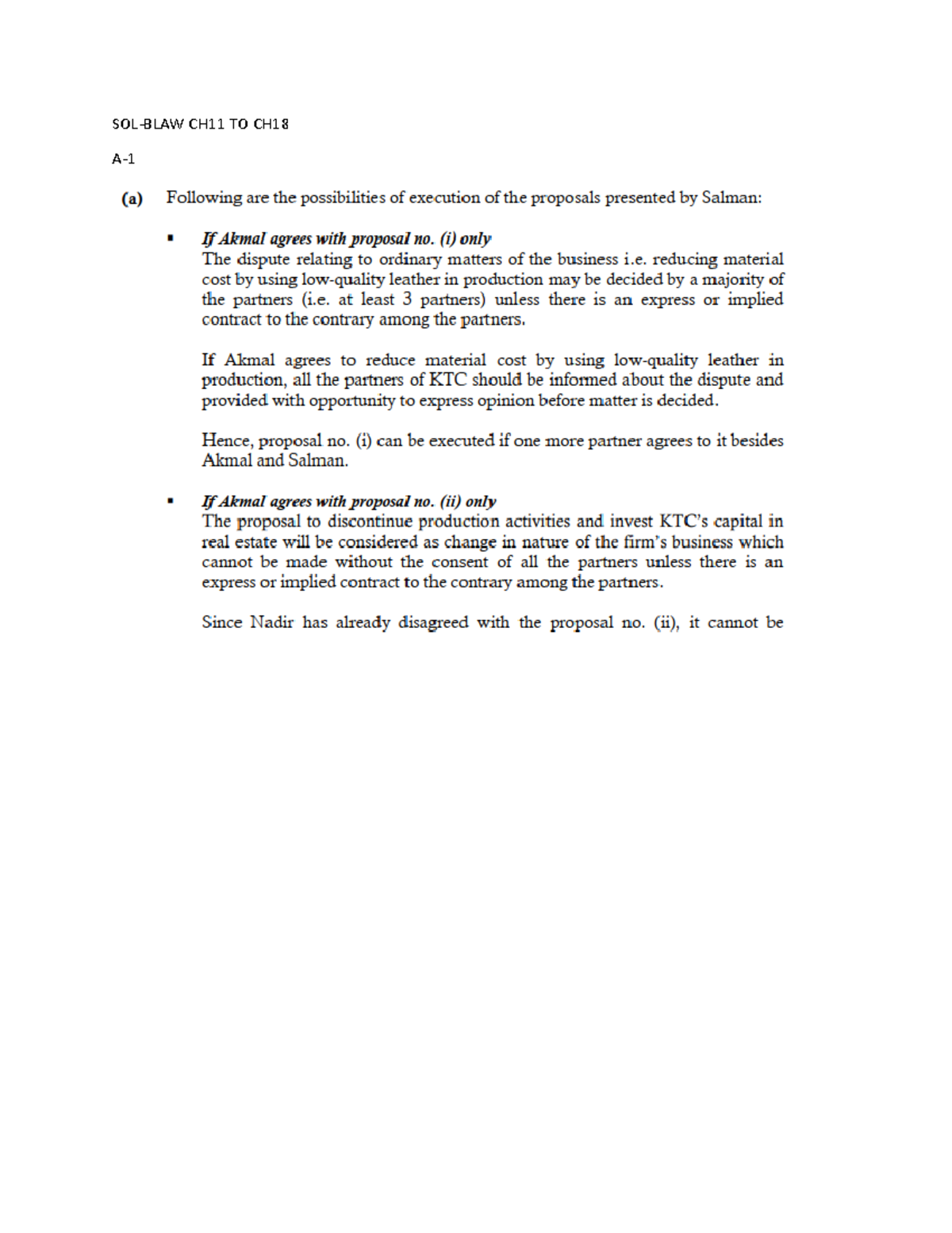 Solution-BL Ch11 to 12 - notes - Corporate law - A- SOL-BLAW CH11 TO CH ...