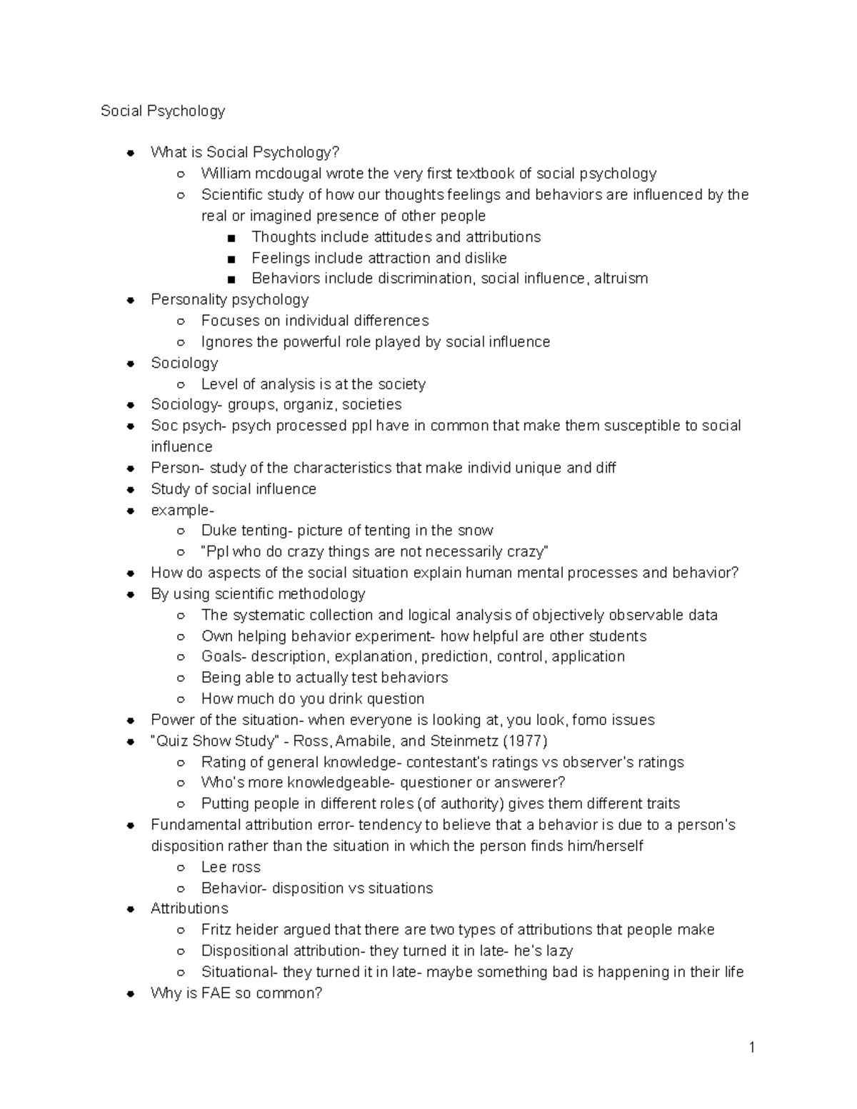 Social Psychology - All Lecture Notes - Social Psychology What is ...