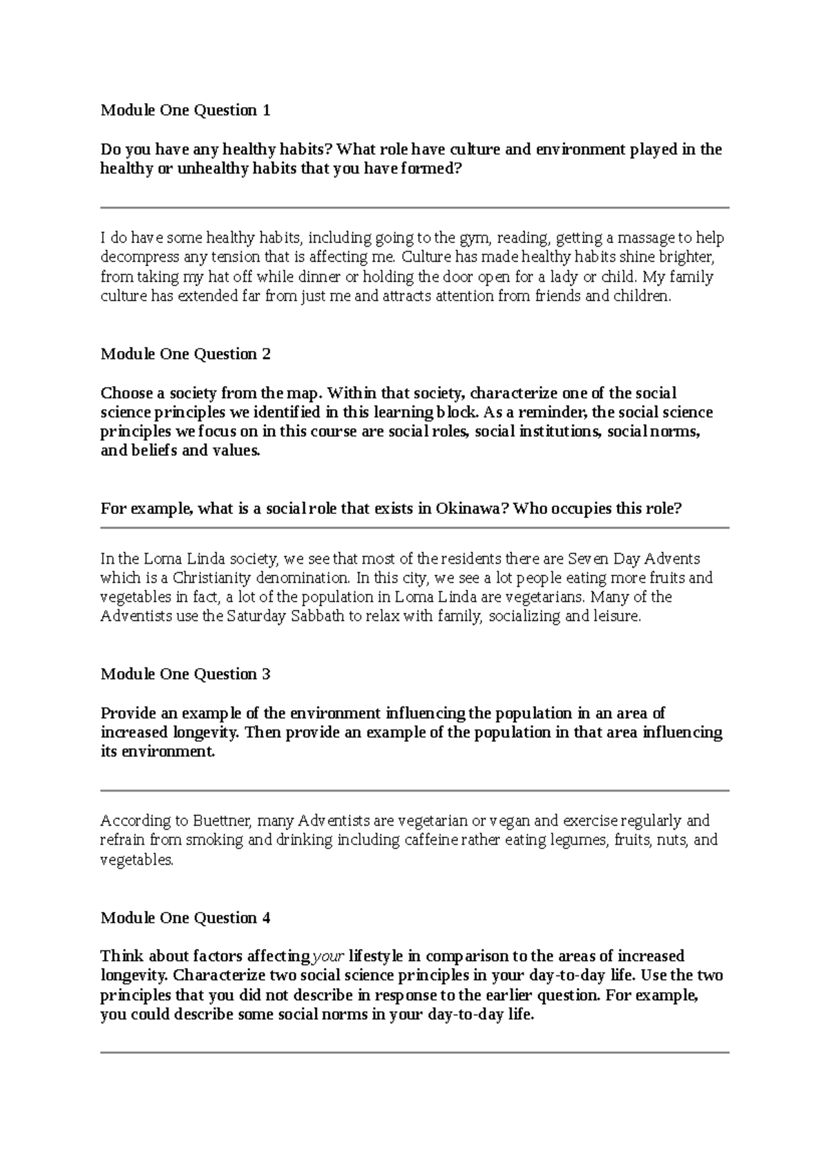Tracey Delton Scs 200 Applied Social Sciences Module One Question 1 Do You Have Any Healthy 