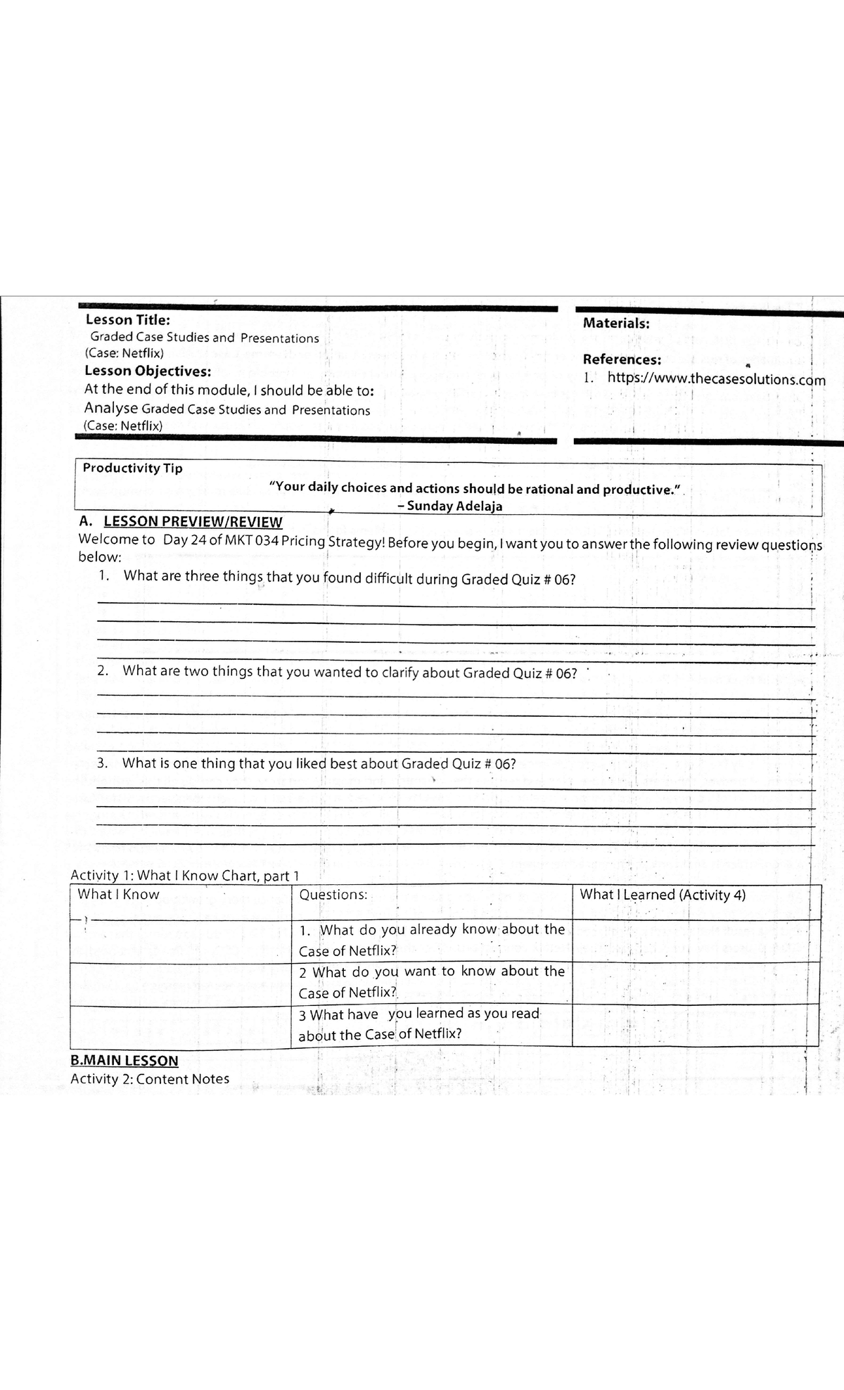 Facts of the case studies and the presentation - Financial Management ...