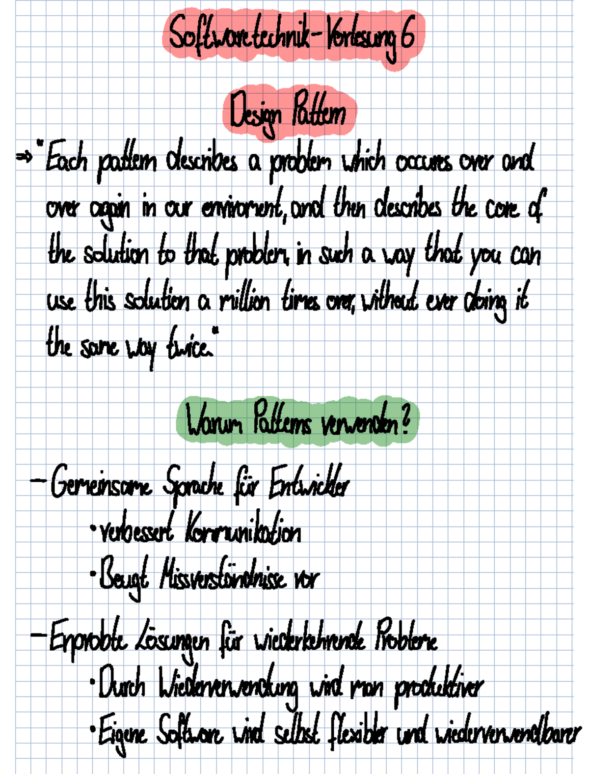 Softwaretechnik-Vorlesung 6 - Softwaretechnik Vorlesung 6 Design Pattern Each pattern describes ...