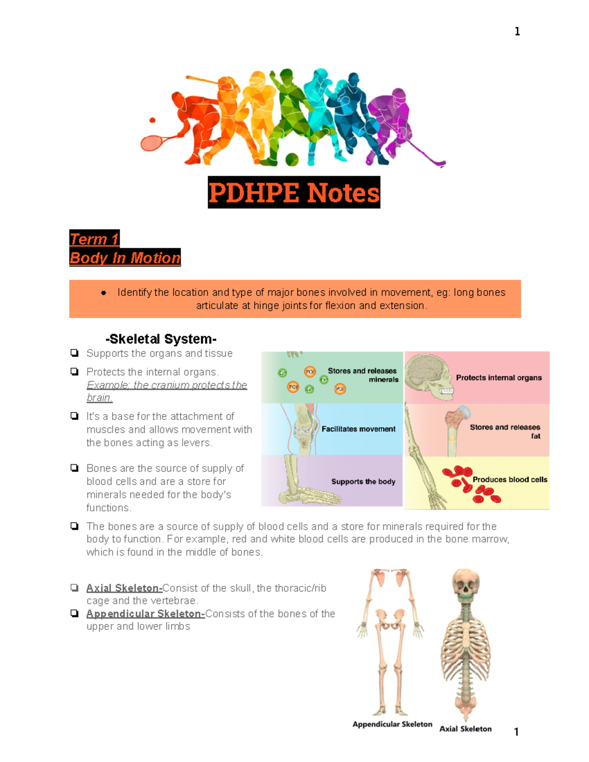 PDHPE Summary Notes 2021 Topics 1,2,3 - PDHPE Notes Term 1 Body In ...